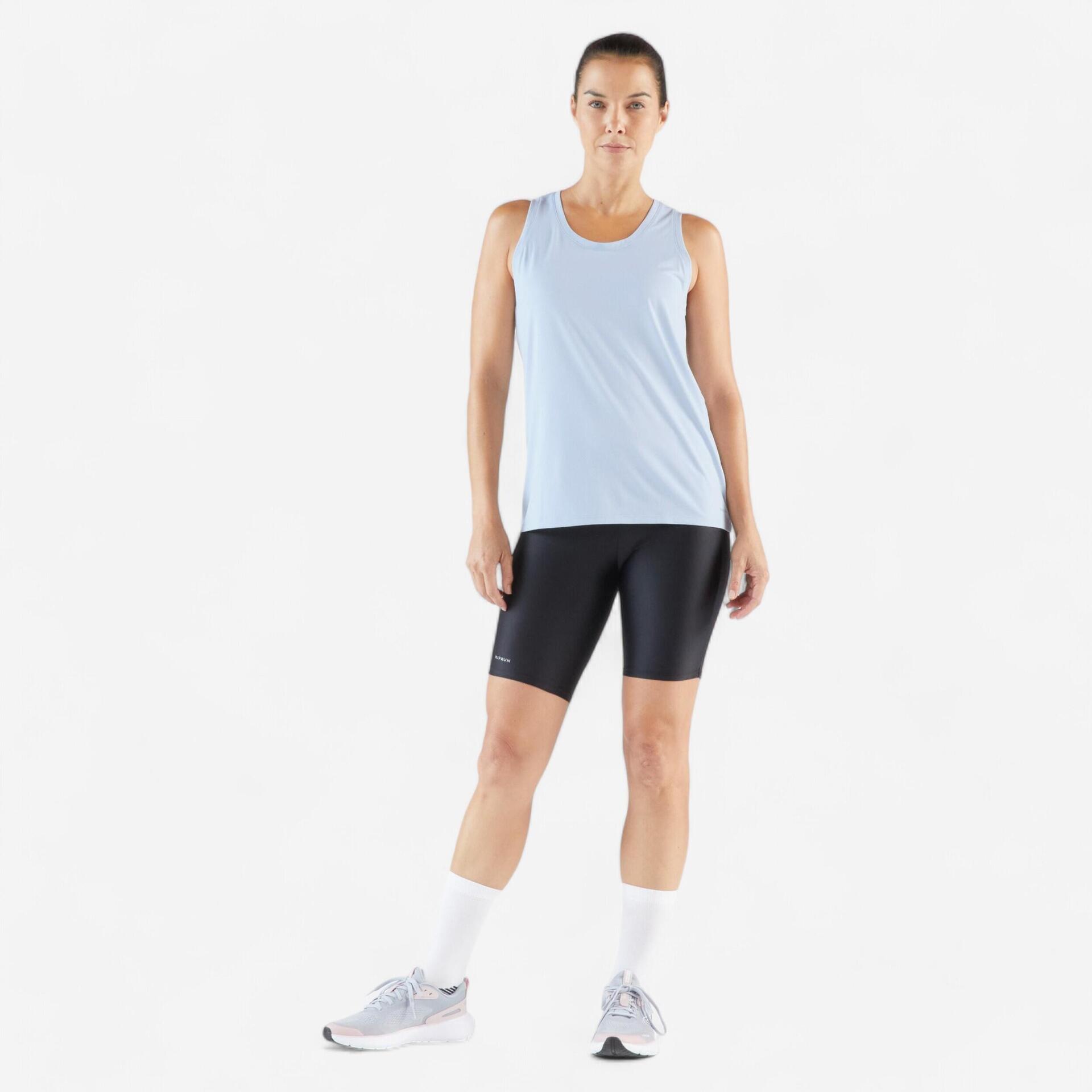 Women's Breathable Running Tank Top Kiprun Run 100- misty blue