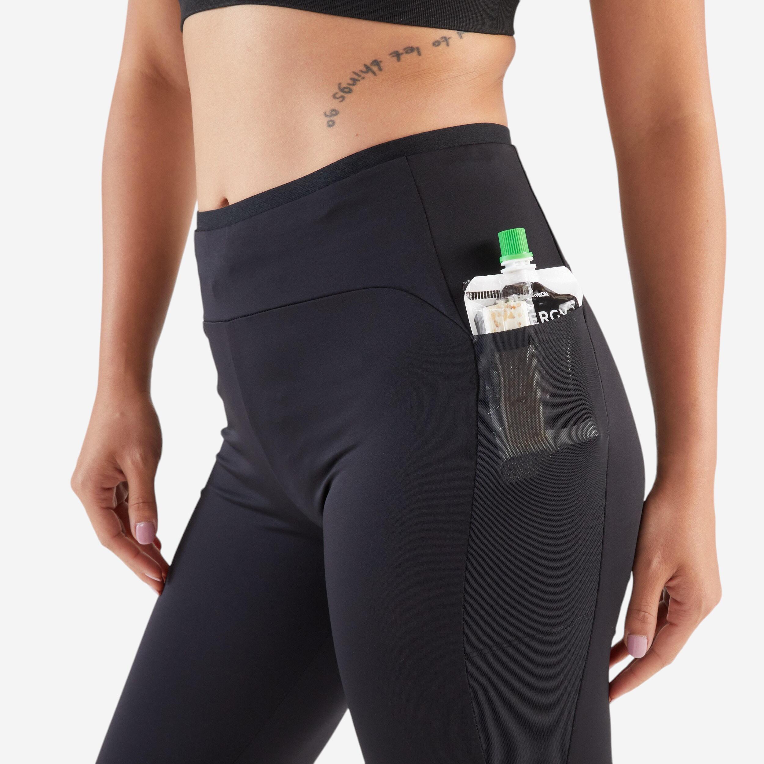 Women's Running Leggings with 3 Pockets - Run 500 - smoked black ...