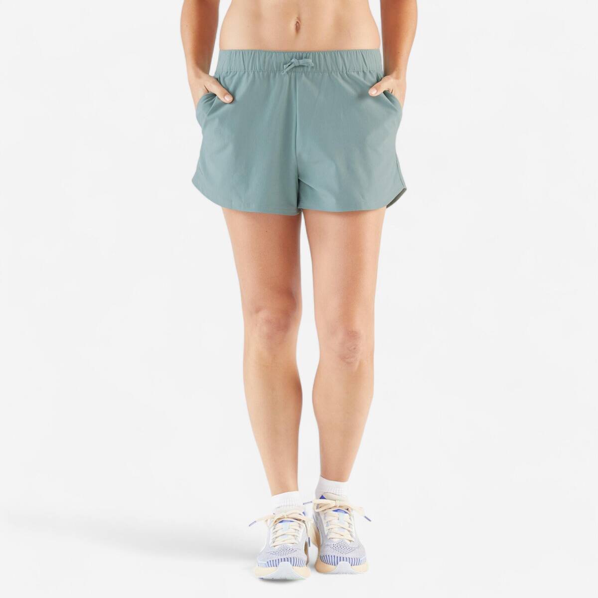 Women's Running Shorts with 4 Pockets Run 500 - Frozen Green