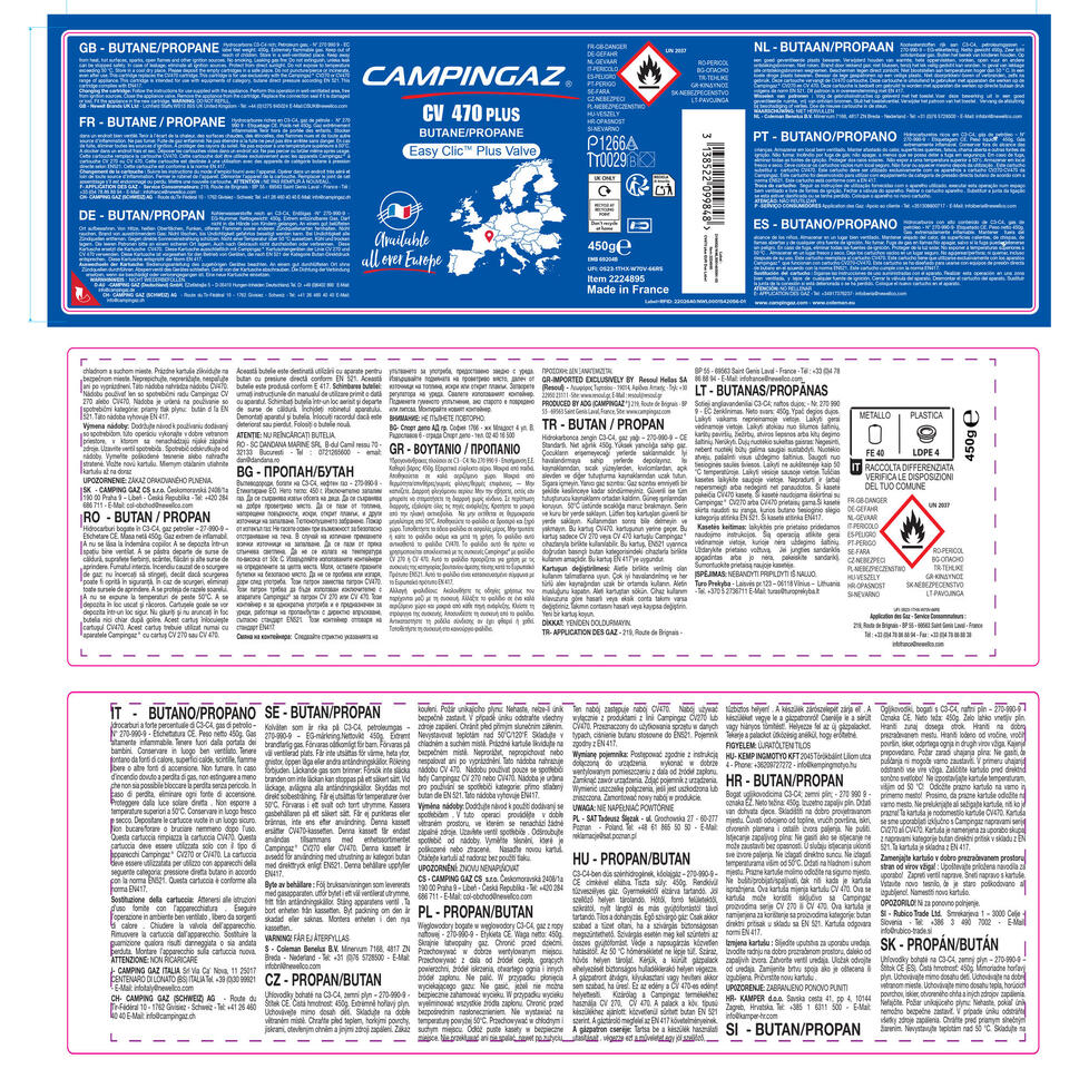 Cartouche de gaz à valve CV470 + pour réchaud (450 grammes) CAMPINGAZ | Decathlon