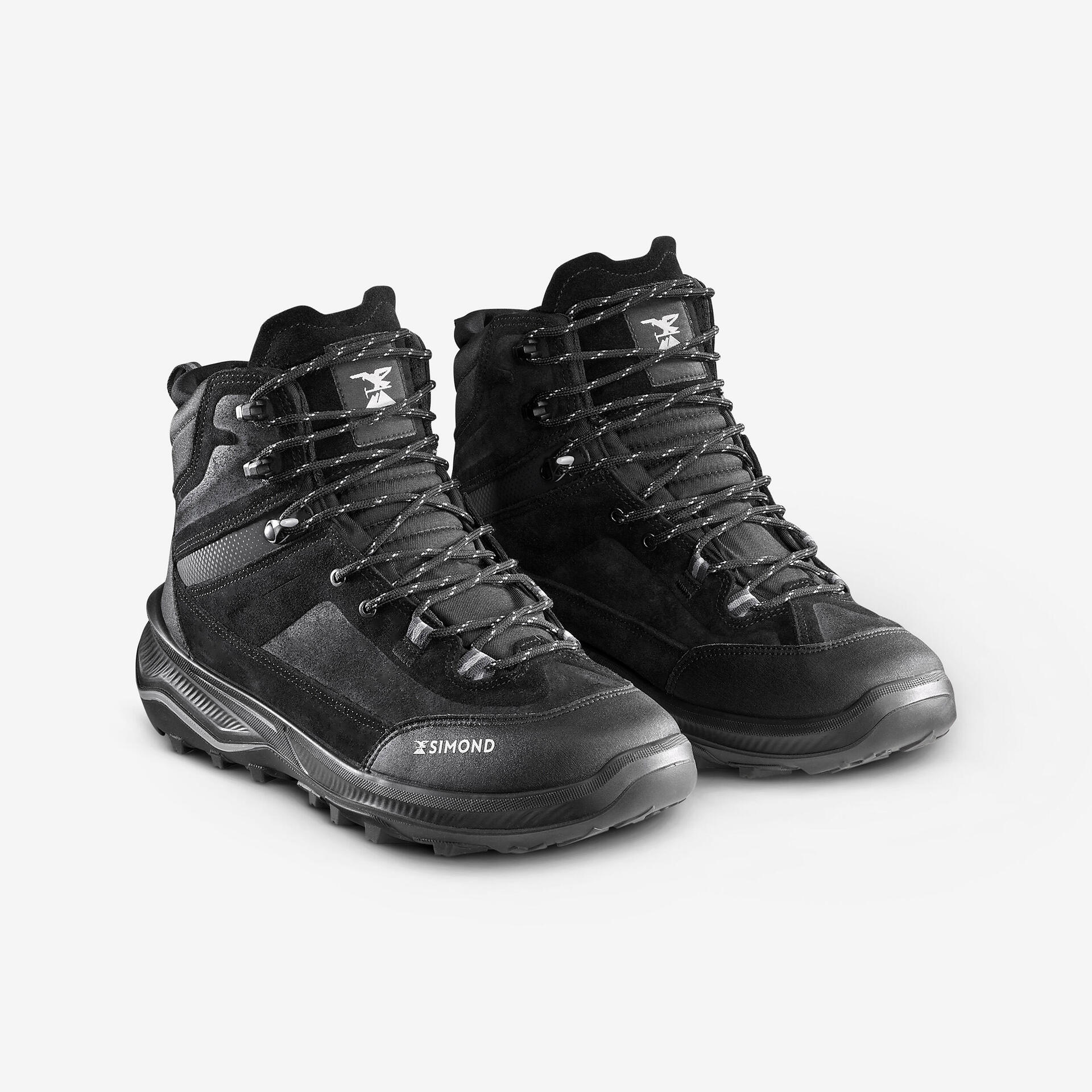 MEN'S LEATHER HIGH TOP TREKKING SHOES MT100