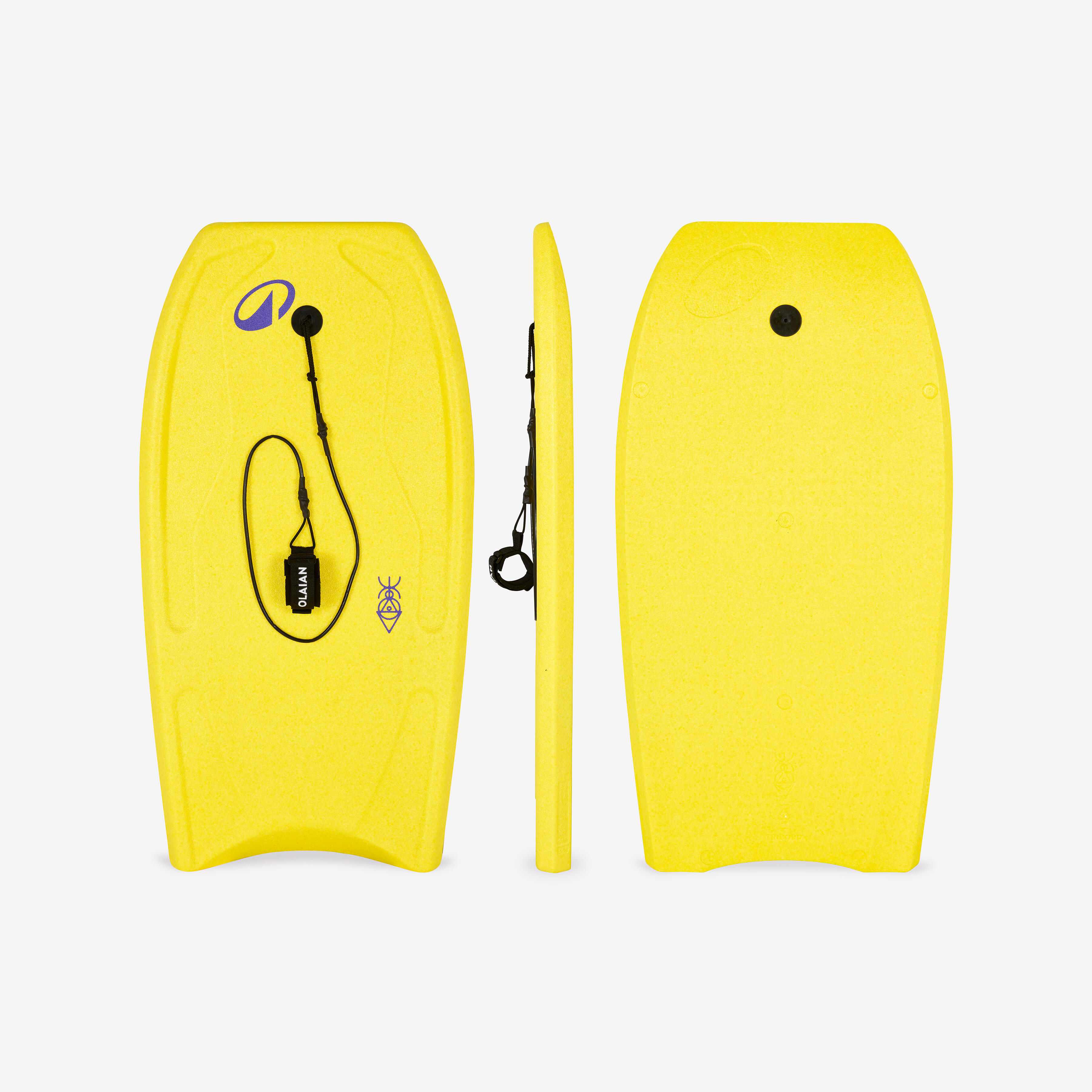 Bodyboard 100 beginner single-material preformed - Yellow - Decathlon