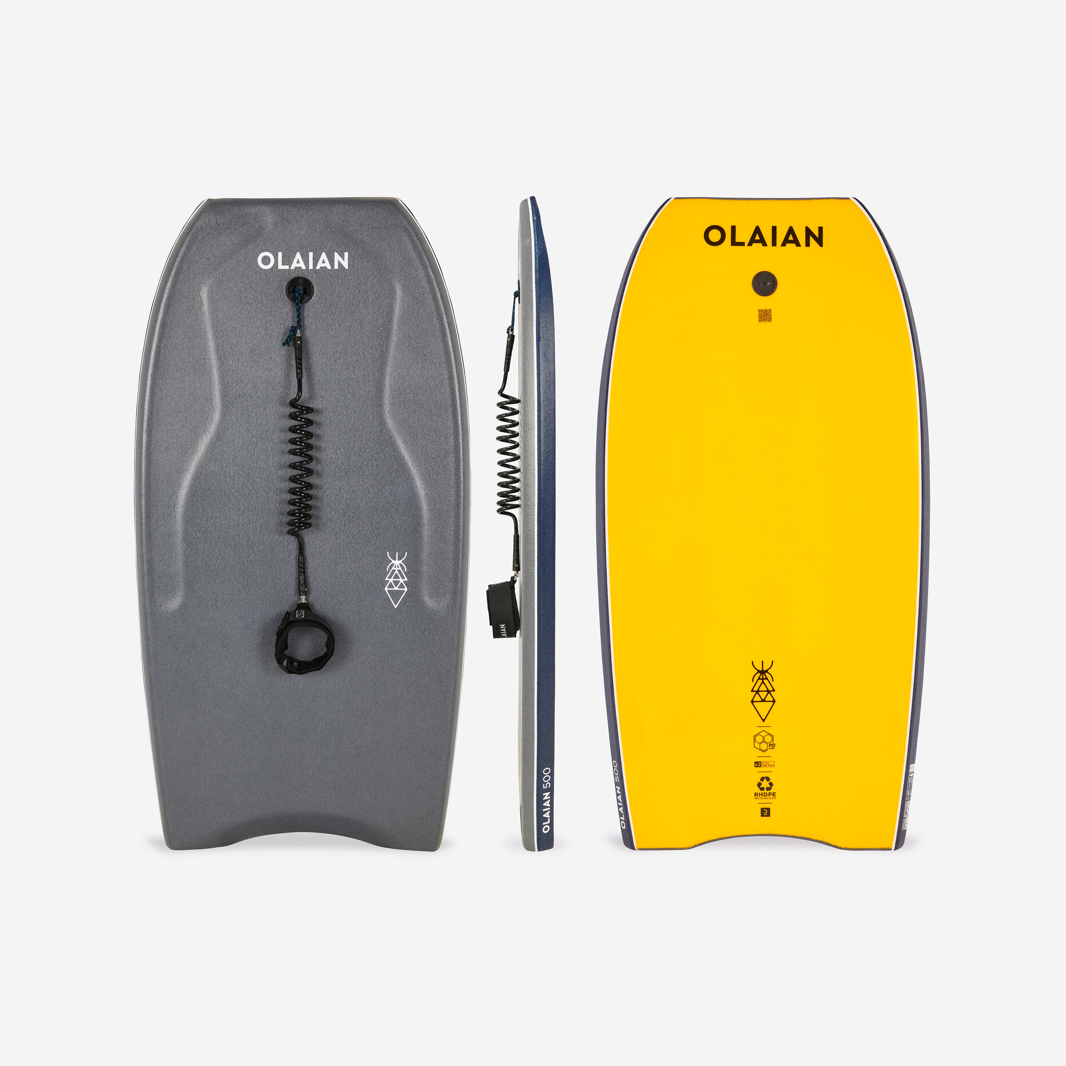 Bodyboard BB 500 intermediate double stringer - Grey yellow - Decathlon
