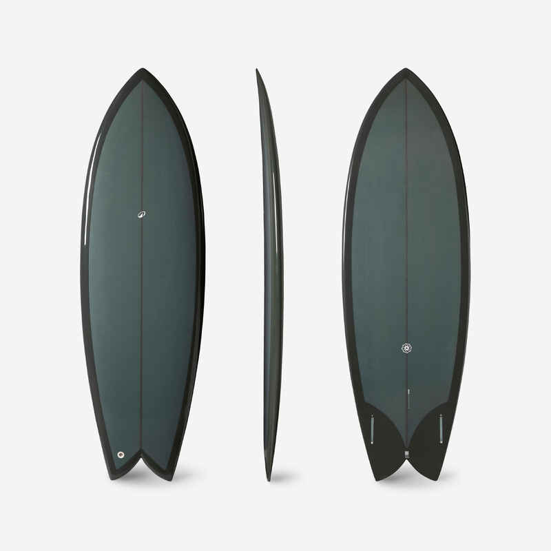 Fish surfboard 5’8 with Futures fin box without fins - dark green ...