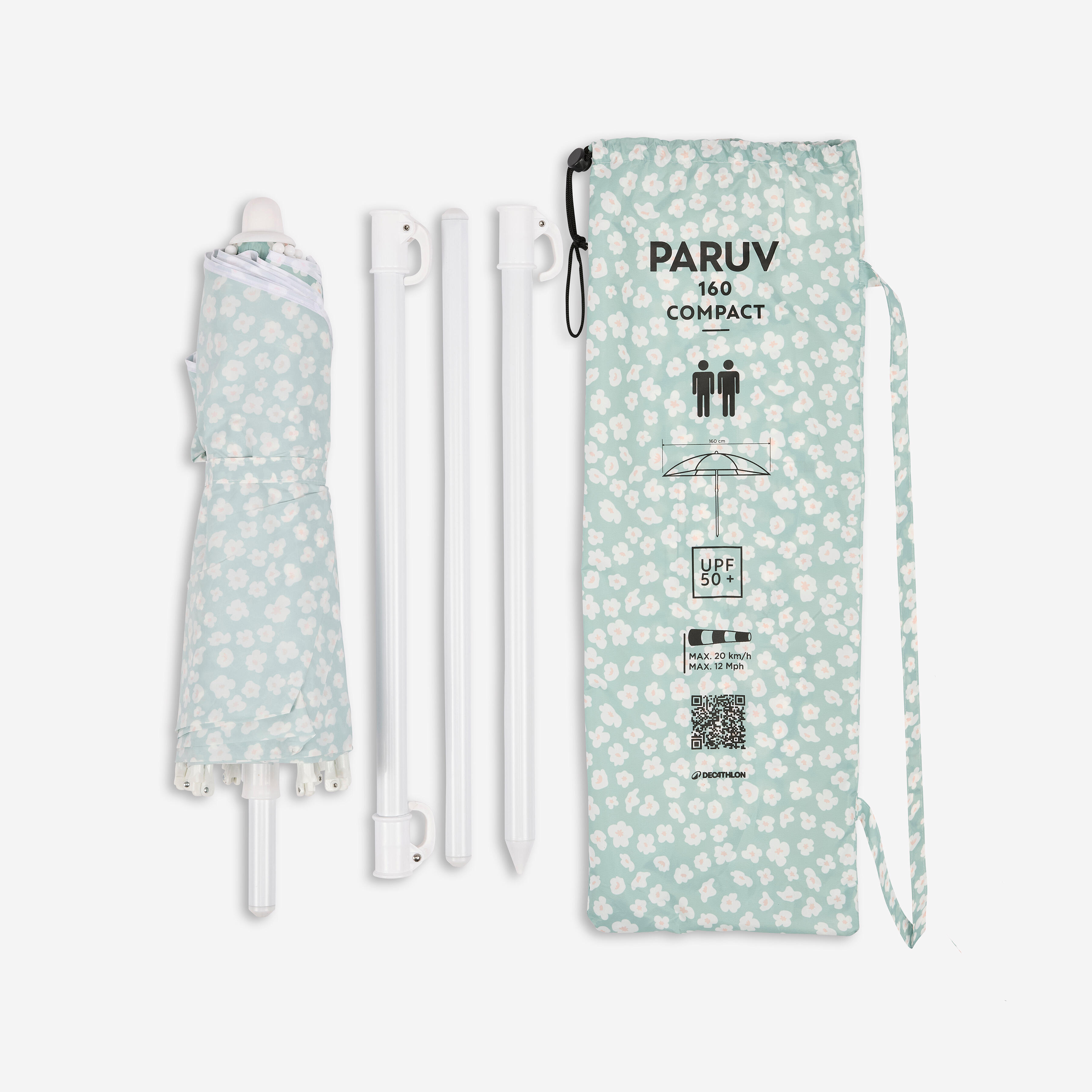 Compact beach umbrella 2-person UPF 50+ diameter 160cm - PARUV Liberty ...