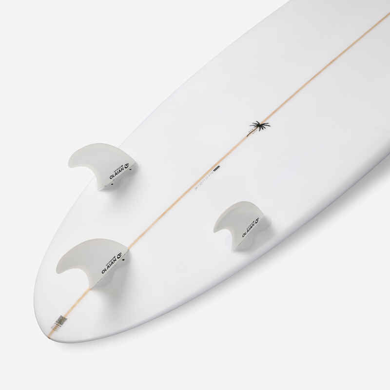 Hybrid resin surfboard 7’ 49L with 3 fins - beige - Decathlon