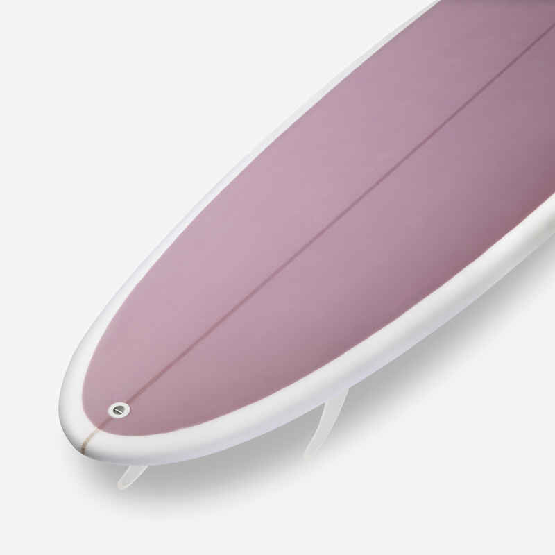 Hybrid resin surfboard 8’ 62L with 3 fins - mauve - Decathlon