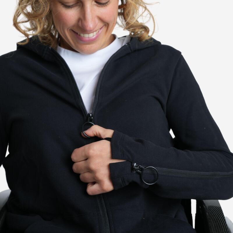 Sweat zippé femme facile à enfiler - noir | Decathlon