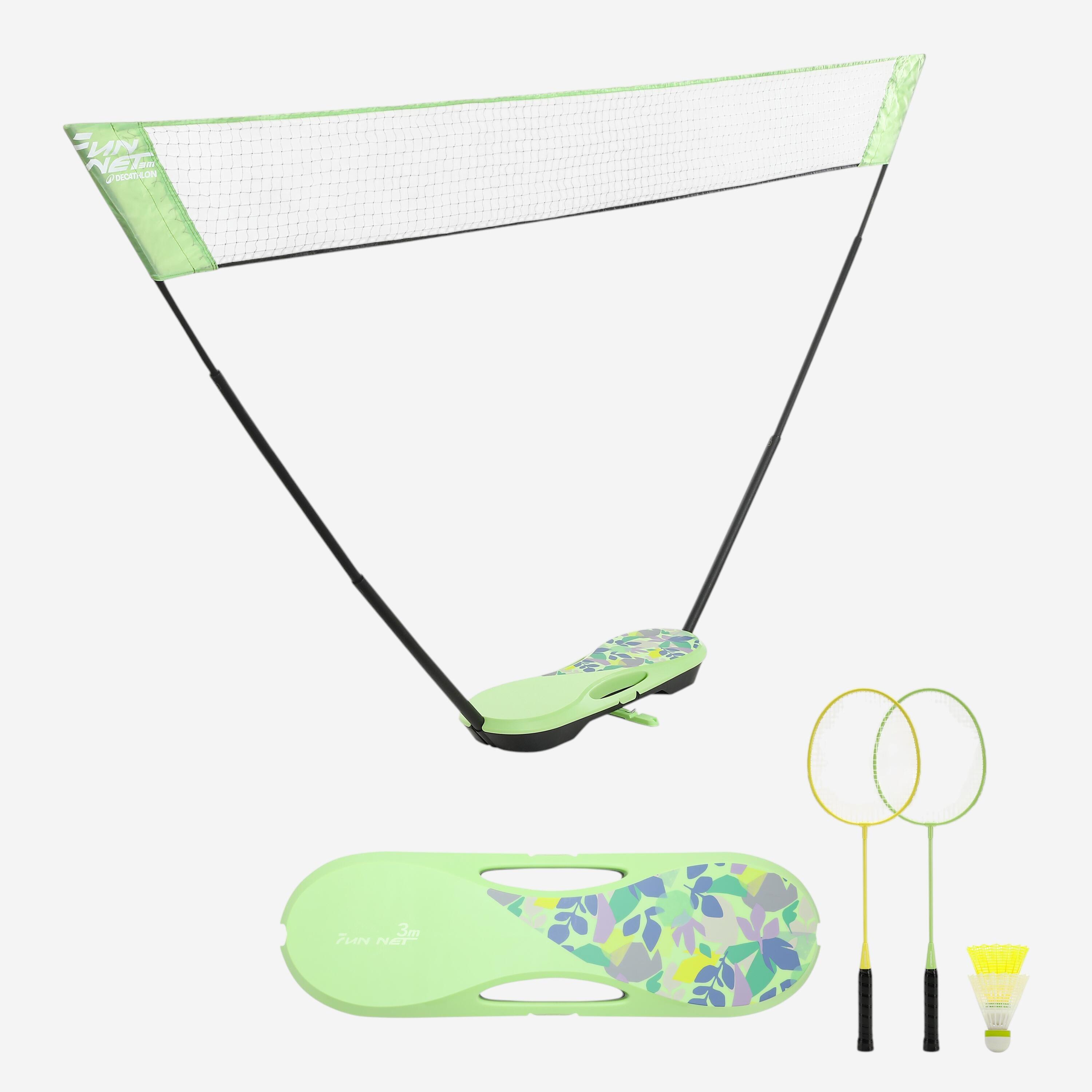 Badminton Set - 2-Racket 2-Shuttle & Net Green - Vert fluo - Perfly ...