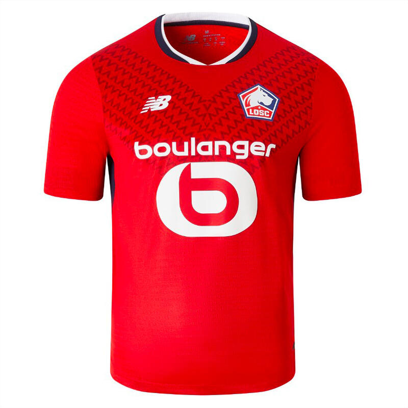 MAILLOT DE FOOTBALL REPLICA SUPPORTER LILLE LOSC ENFANT DOMICILE 2024 2025 ROUGE NEW BALANCE ...