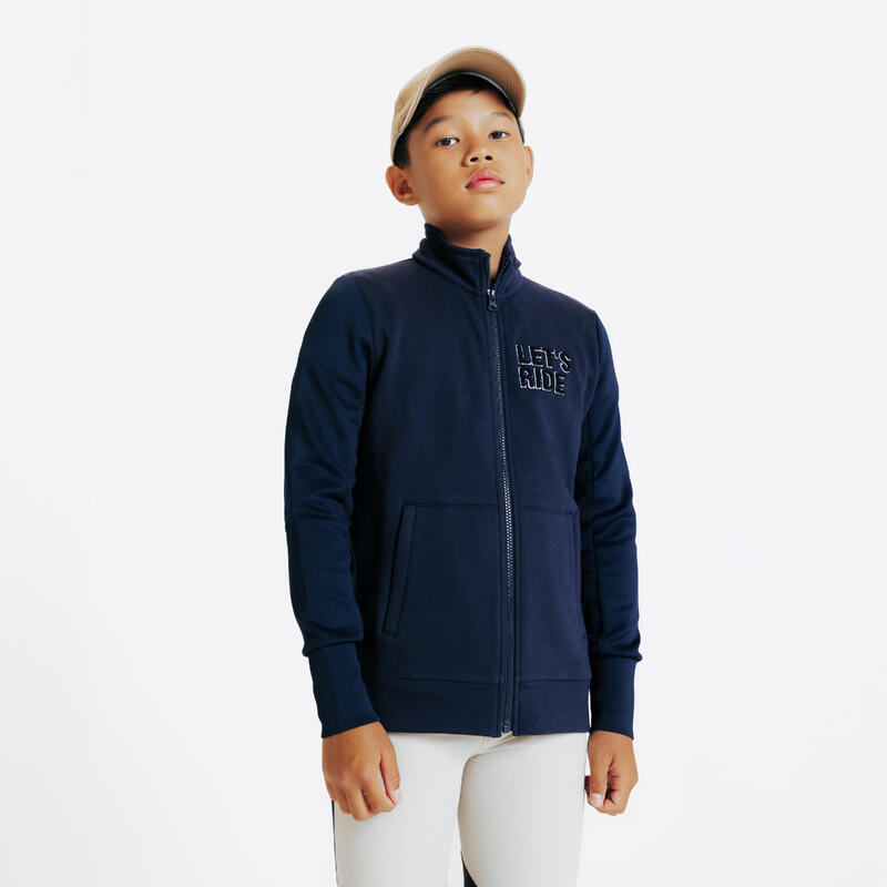 FOUGANZA - Hanorac cu fermoar Echitație 500 Bleumarin Copii | Decathlon