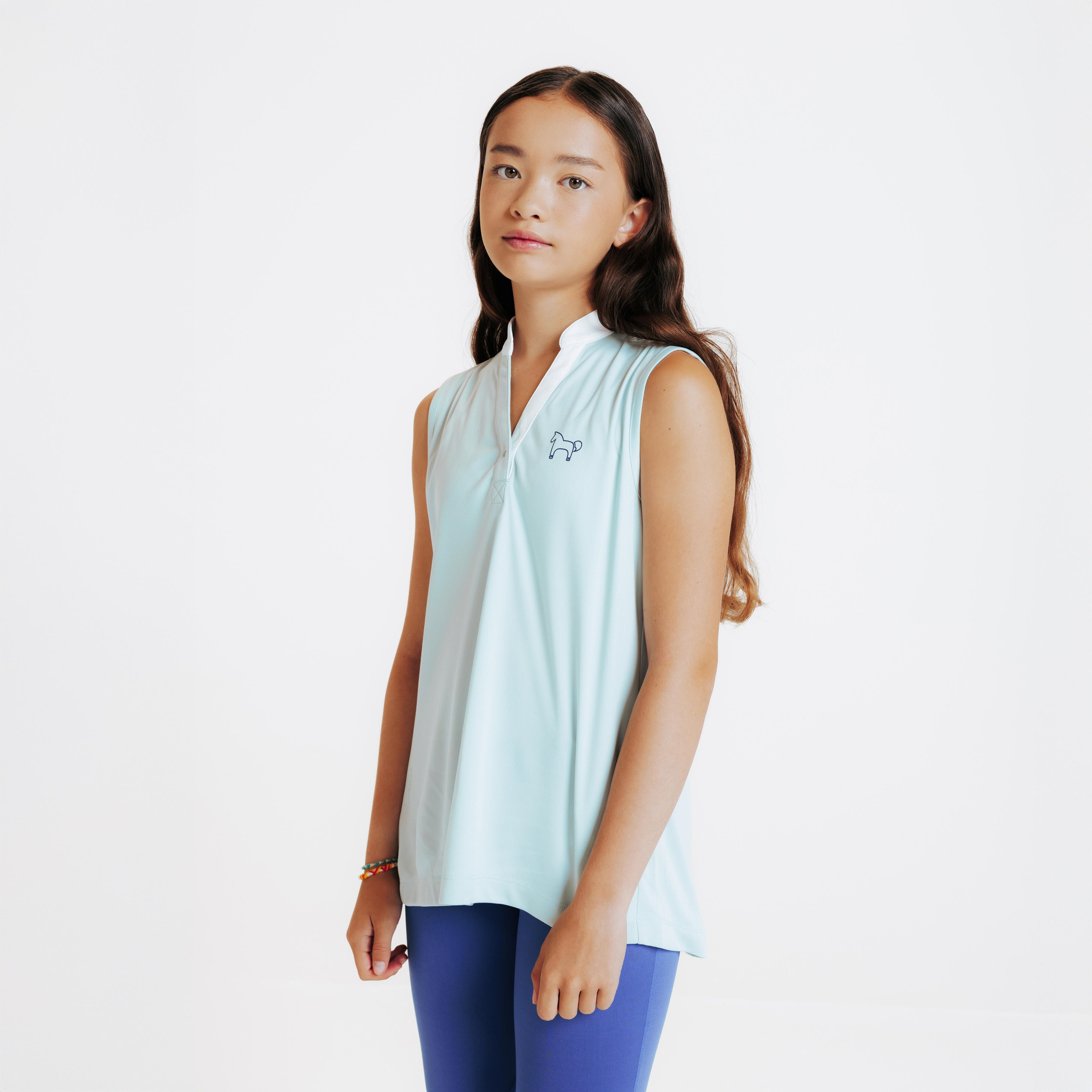 Kids' Light Horse Riding Tank Top 500 - Green - Decathlon