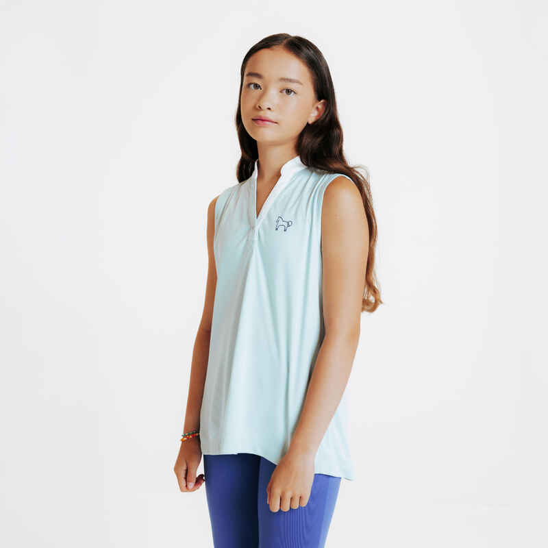 Kids' Light Horse Riding Tank Top 500 - Green - Decathlon