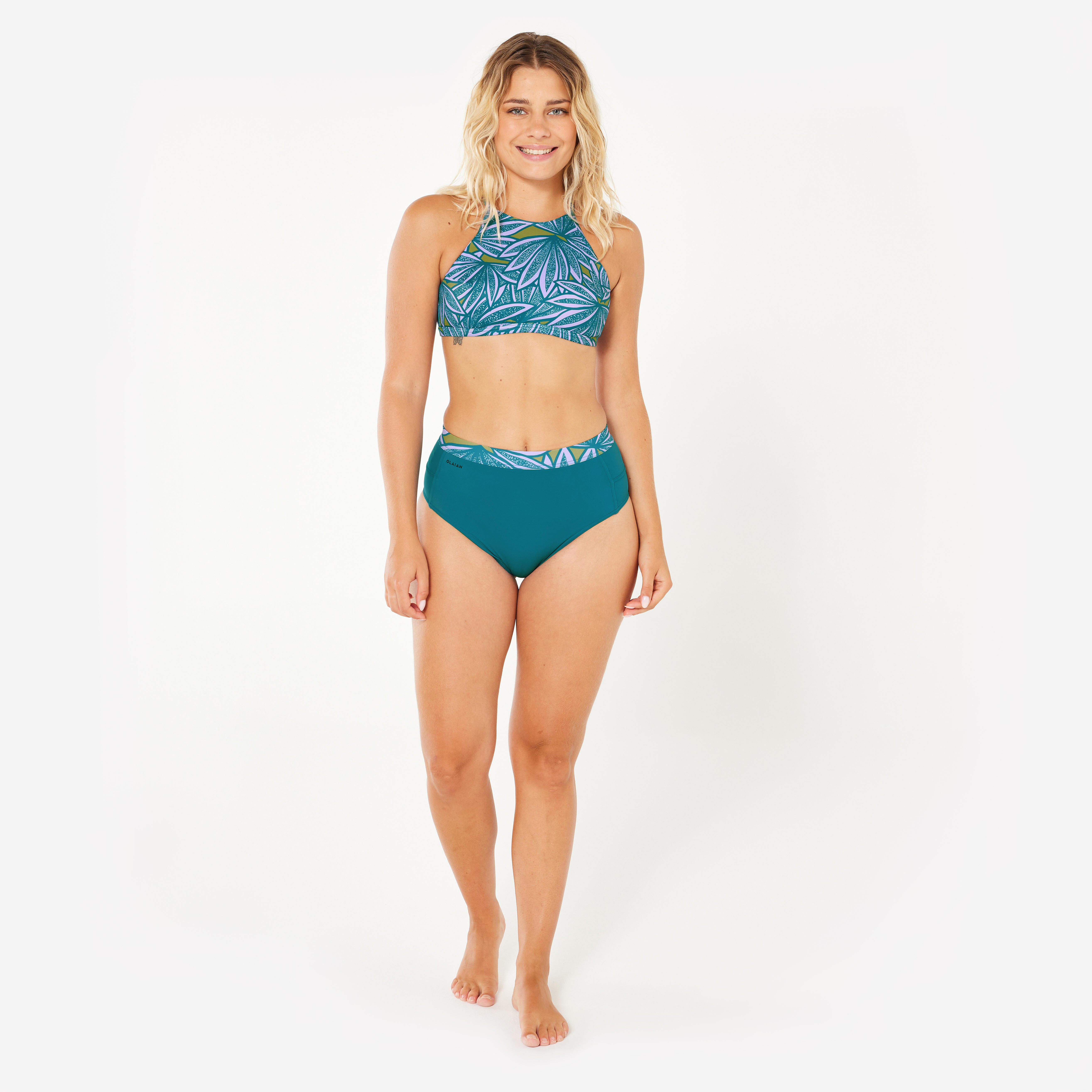 Women’s Surfing High-Waisted Bikini Bottom – Rosa - Bright blue, Purple - Olaian - Decathlon