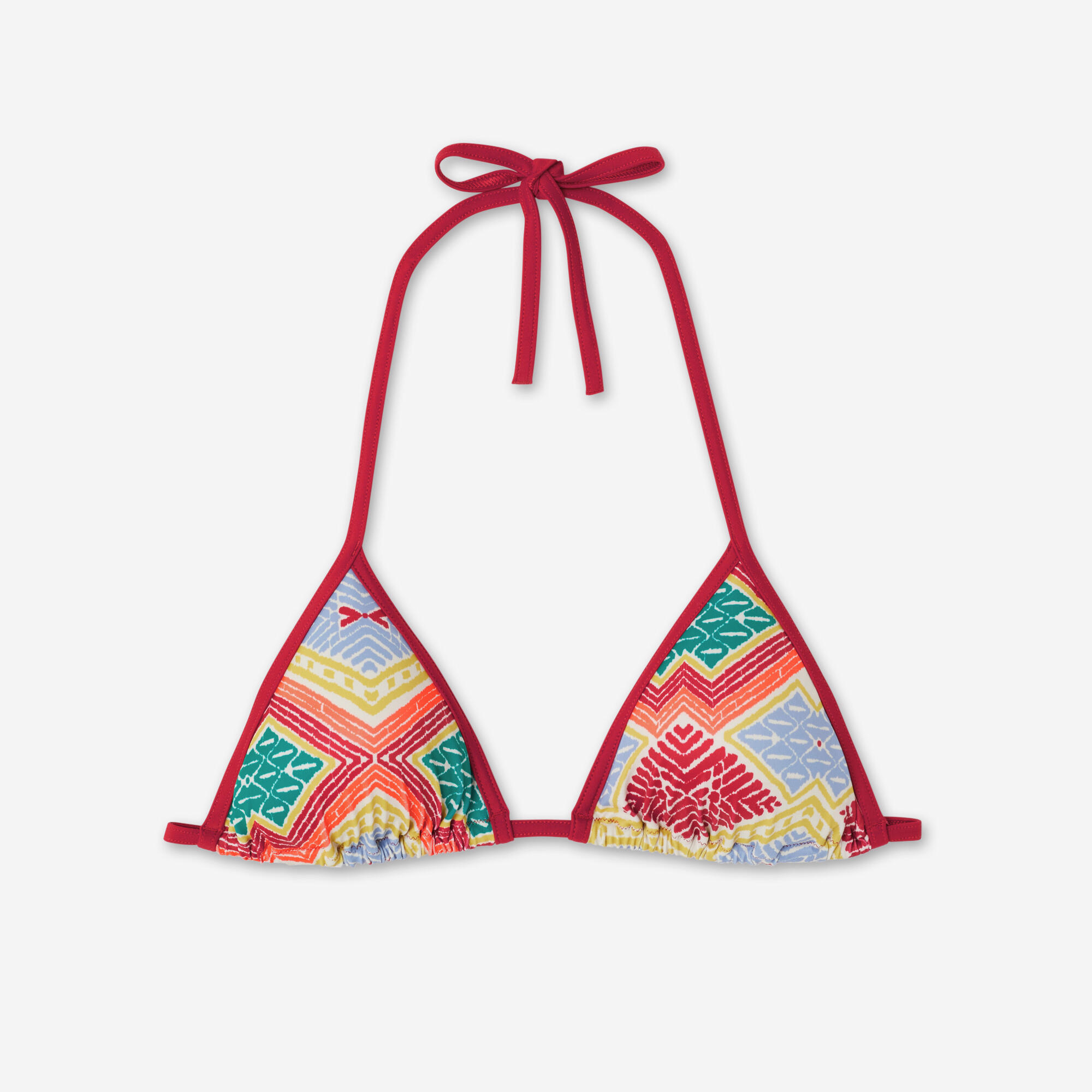Top de bikini de surf de triángulos corredizos rojo sangría para mujer Mae - Decathlon