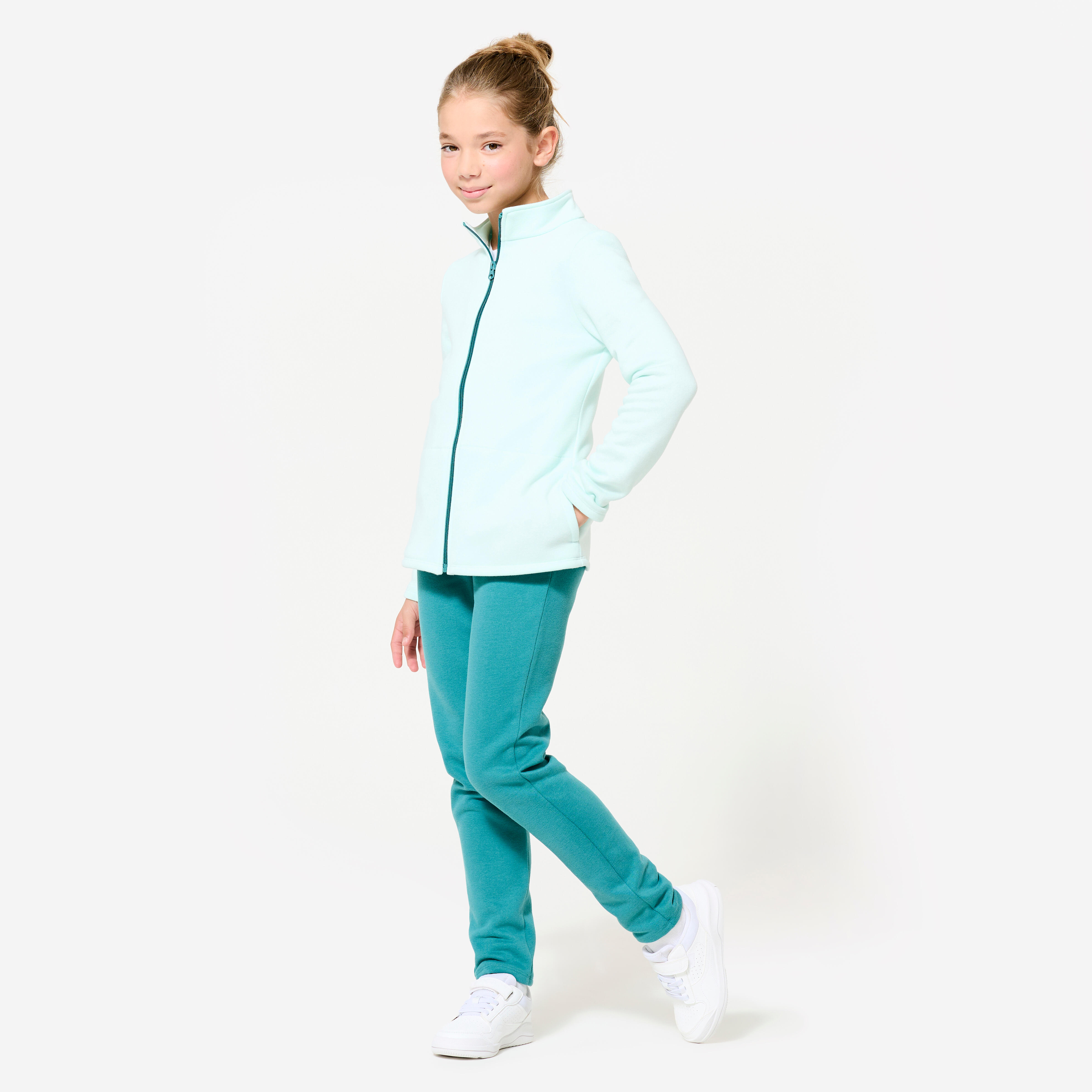 Kids’ Zip-Up Gym Tracksuit – Warmy - Green, Green - Domyos - Decathlon