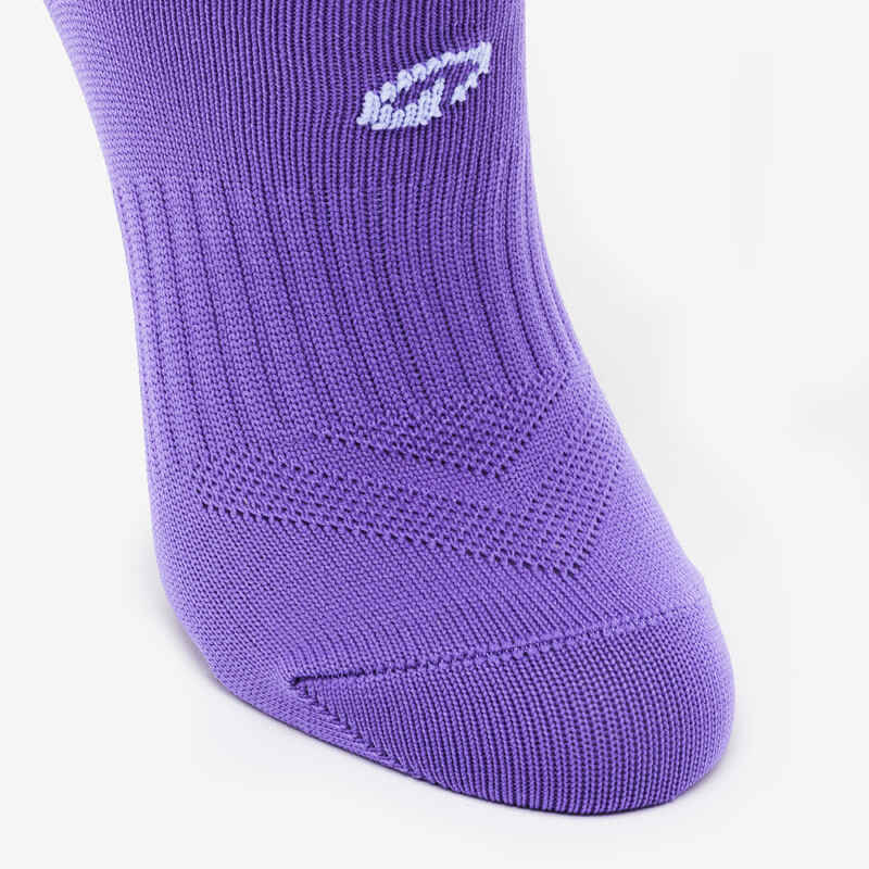 Women Football Socks - Viralto Purple and Parma Striped - Decathlon
