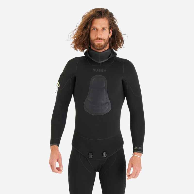 Men's spearfishing jacket 7 mm split neoprene, SPF 900 black - Decathlon