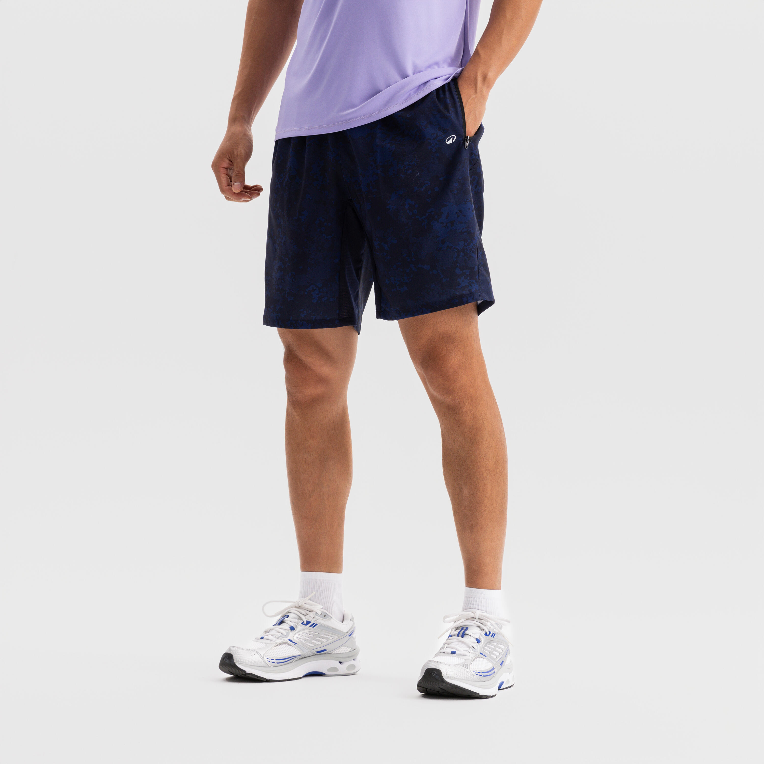 Men's Breathable Fitness Shorts with Zip-Up Pockets - Navy Blue - Decathlon