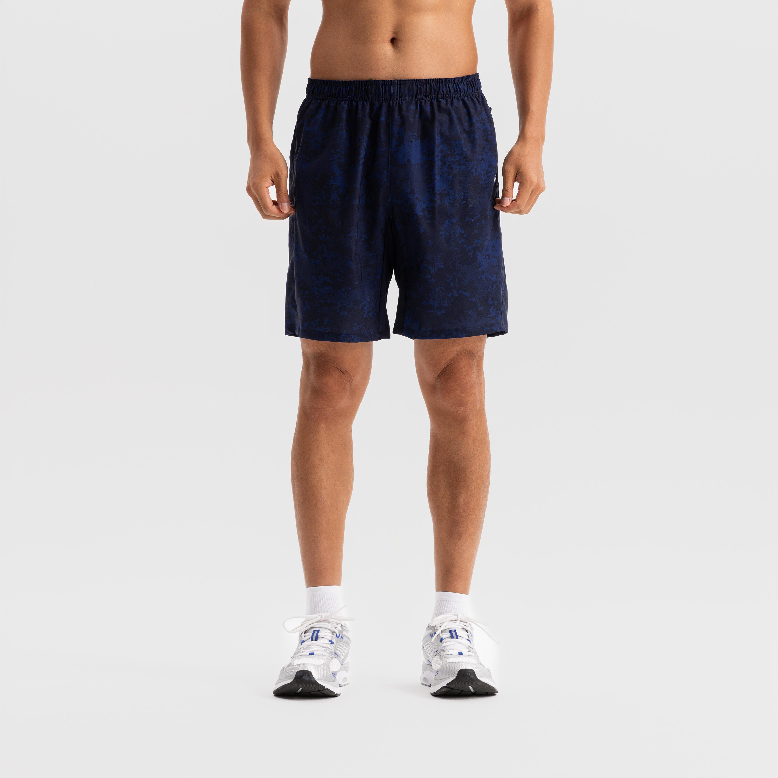 Men's Breathable Fitness Shorts with Zip-Up Pockets - Navy Blue - Decathlon