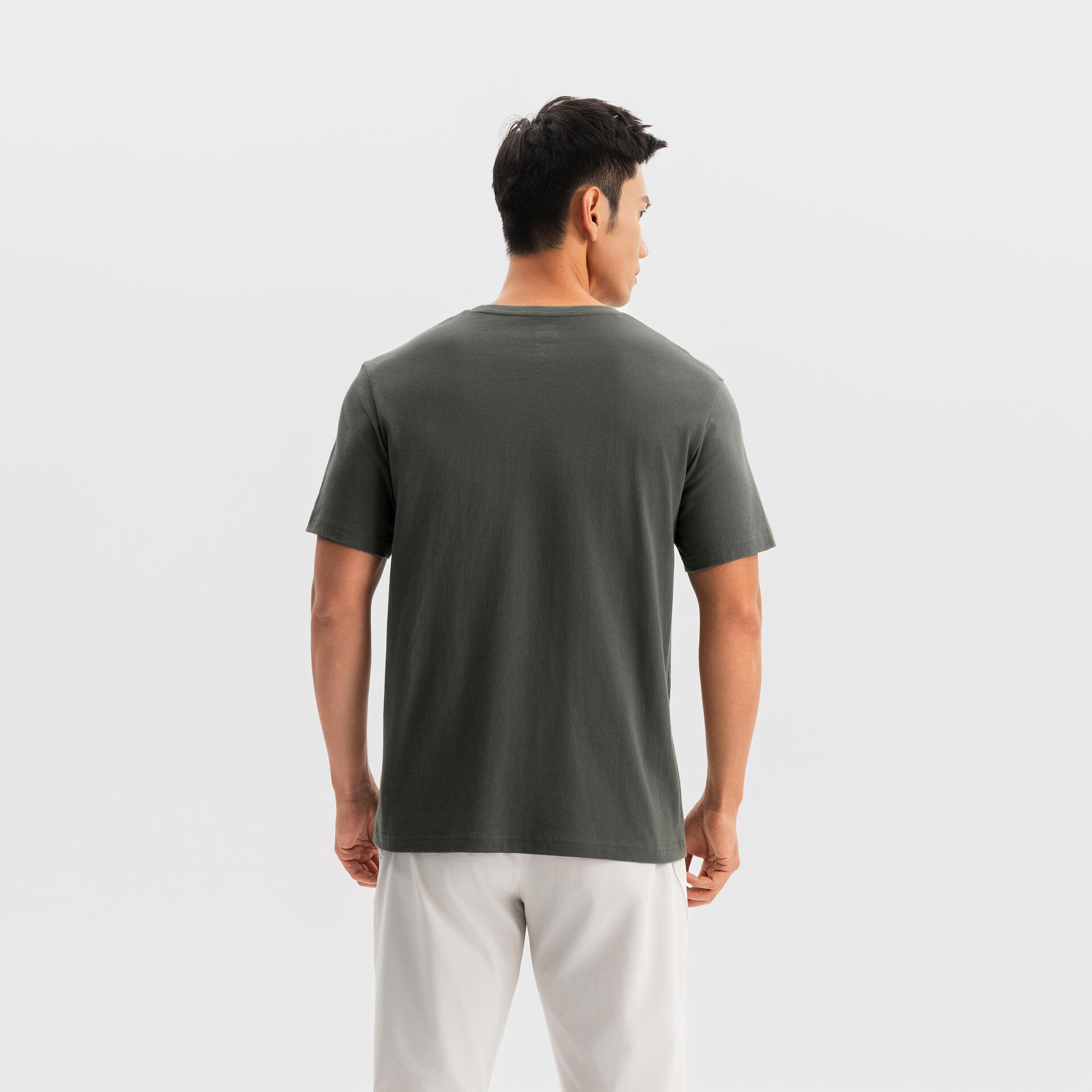 Men's Cotton Training T-Shirt Cosmeto - Ash Khaki Green