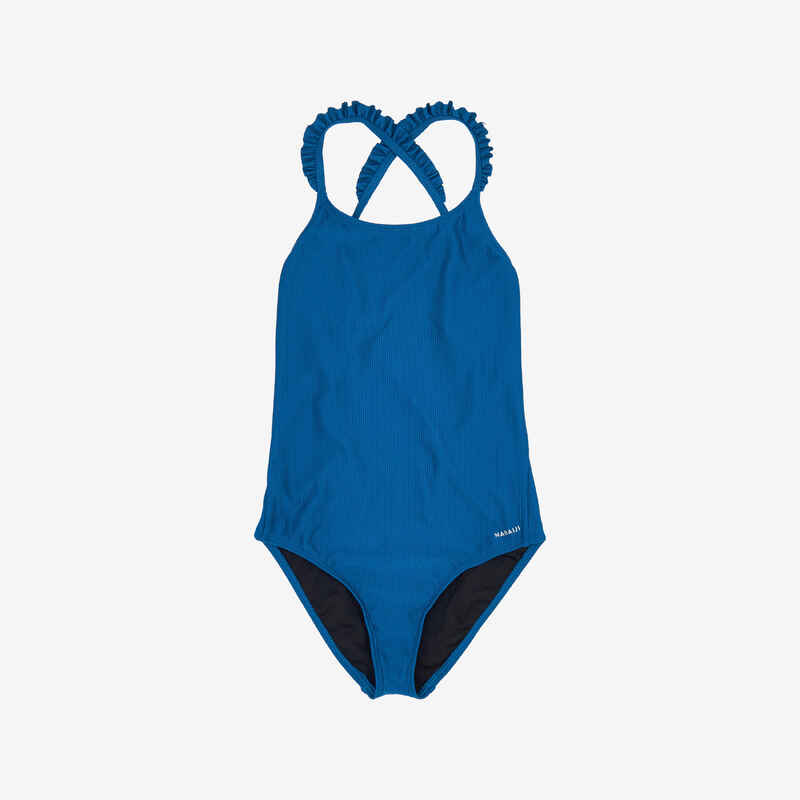 Girls Swimming 1 Piece Swimsuit 100 Lila Cobe Blue Decathlon