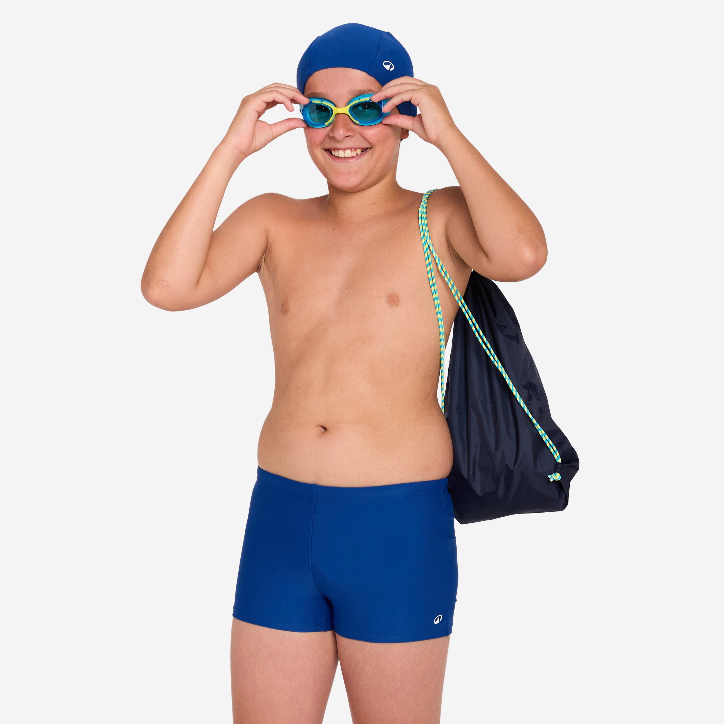 Swimming kit for boys: swimsuit, goggles, cap, bag - 100 Blue - Decathlon