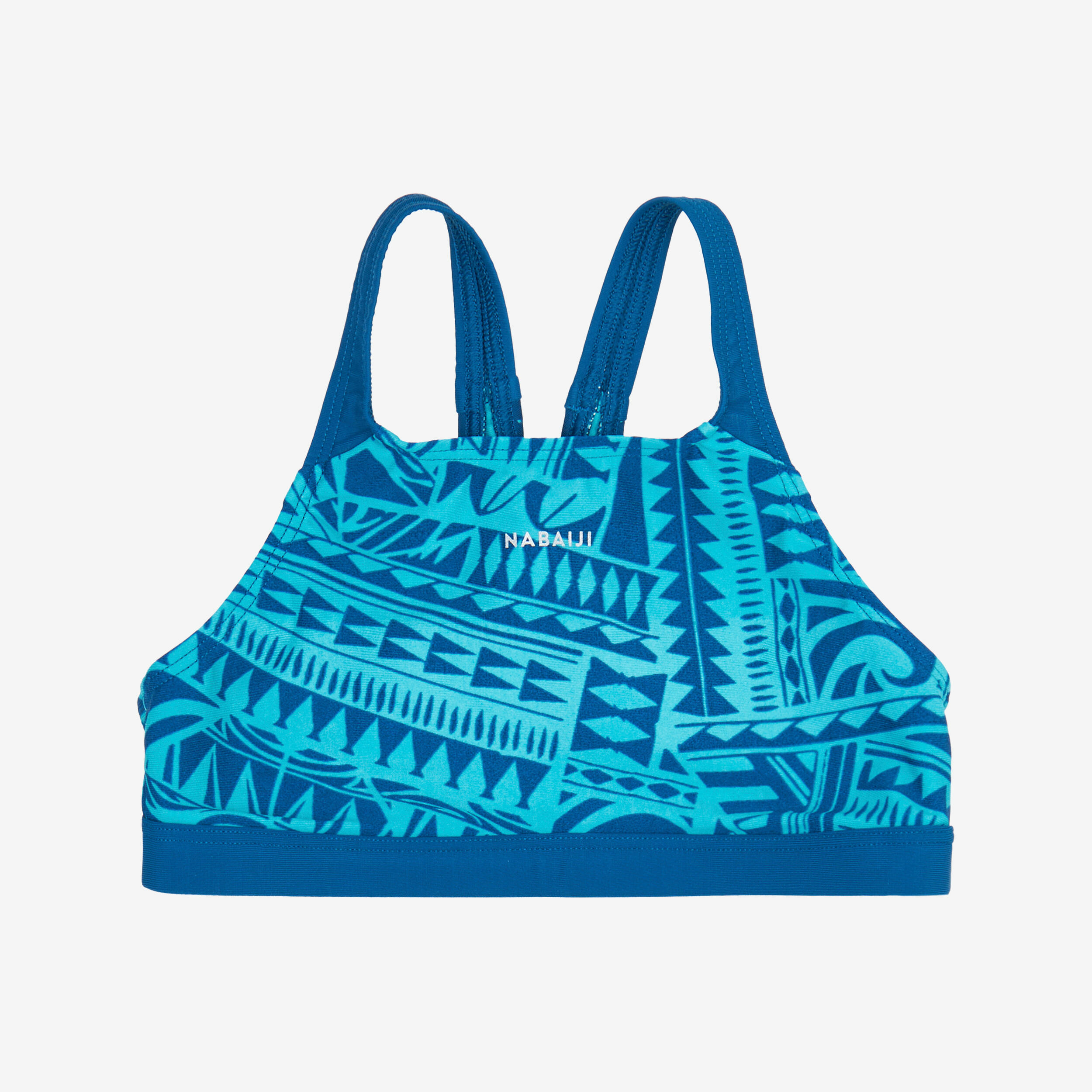 Girls’ swimming swimsuit top - 500 Kamyleon fatu turquoise blue NABAIJI ...