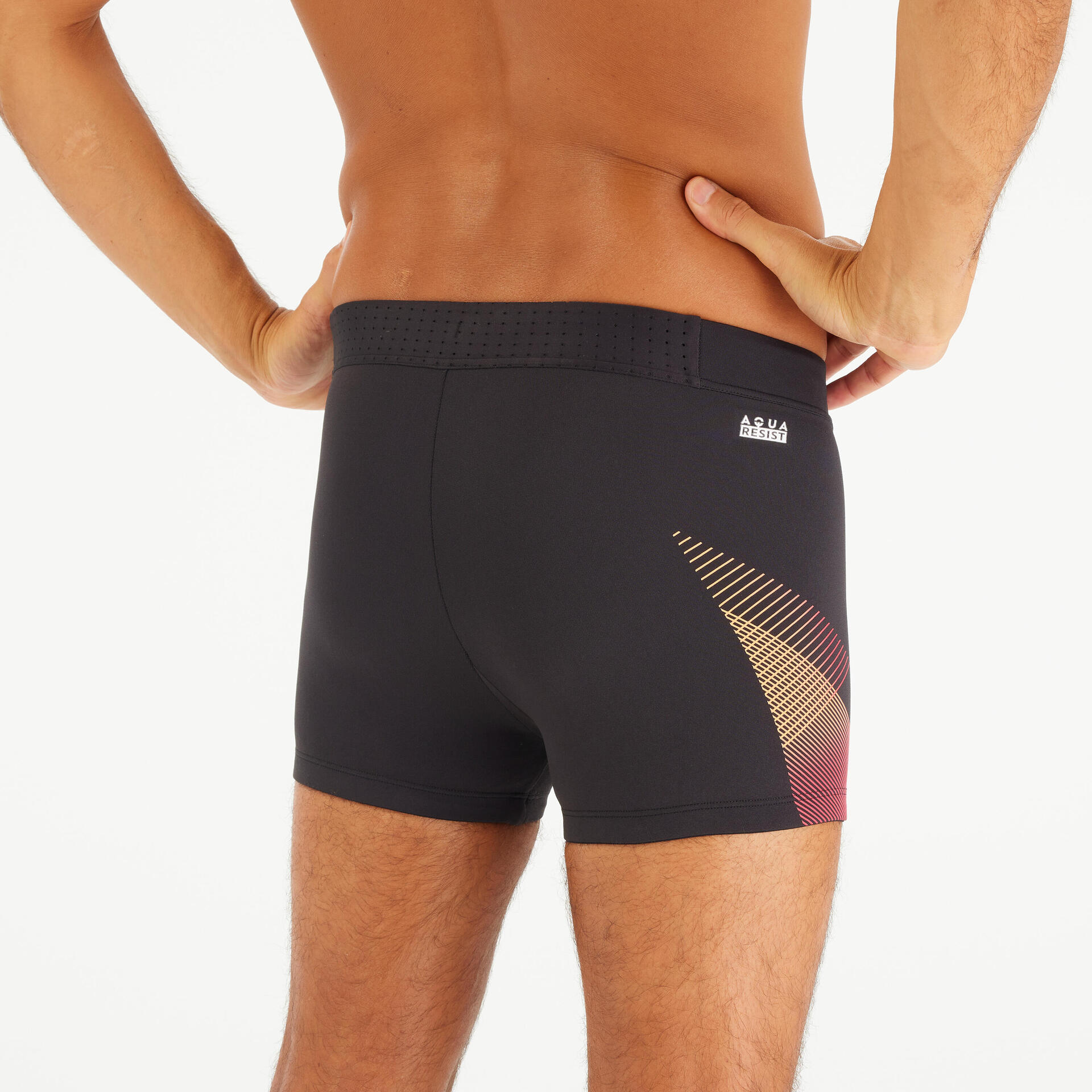 Men’s swimming boxer - 500 Fiti black tria red