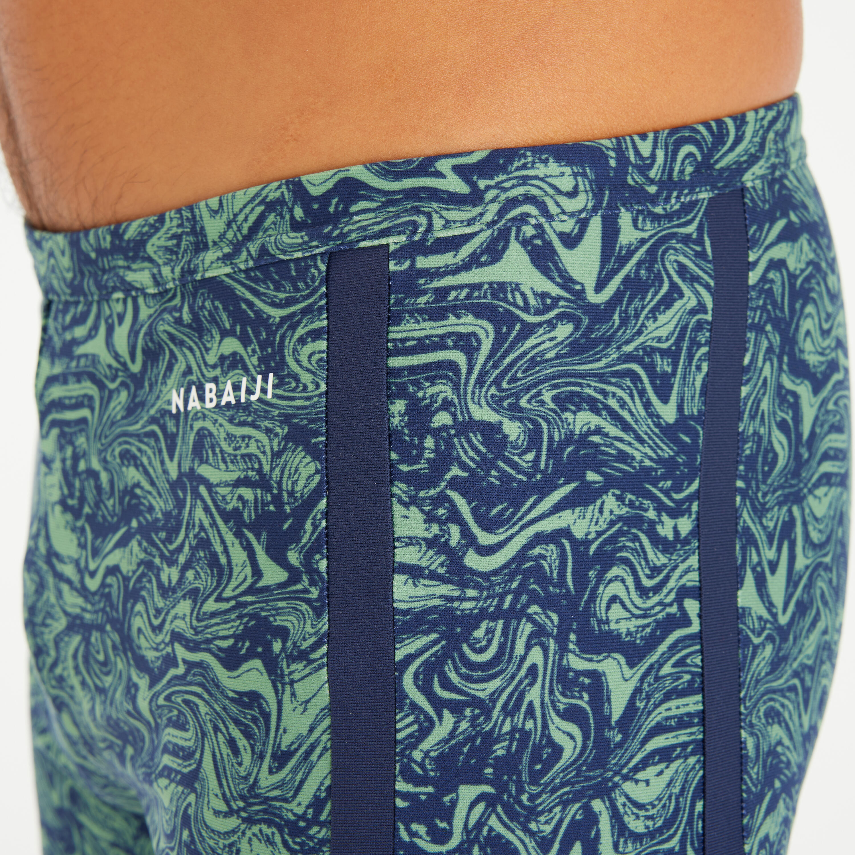 Pánske boxerkové plavky 100 Yoko Wave dlhé modré-kaki - Decathlon