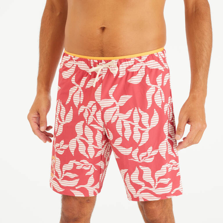 Men’s swimming long swim shorts - 100 orga red - Decathlon