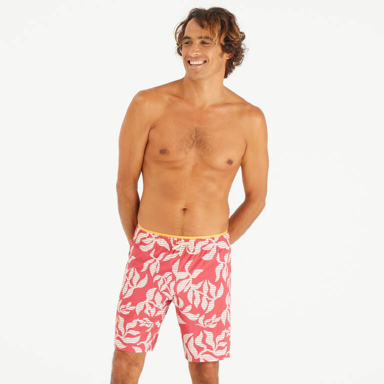 Men’s swimming long swim shorts - 100 orga red - Decathlon