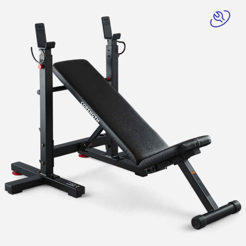 Tiltable Weights Bench with Collapsible Pegs - Bench Press Fold - Decathlon