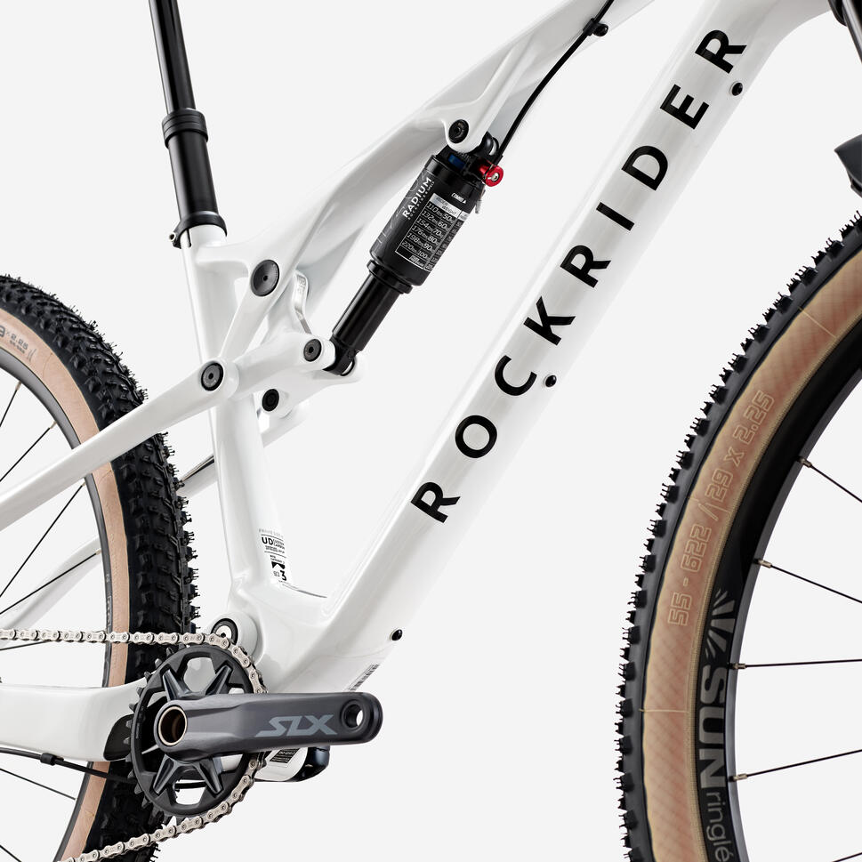 Vélo VTT tout suspendu XC cadre carbone RACE 900 S, Blanc ROCKRIDER ...