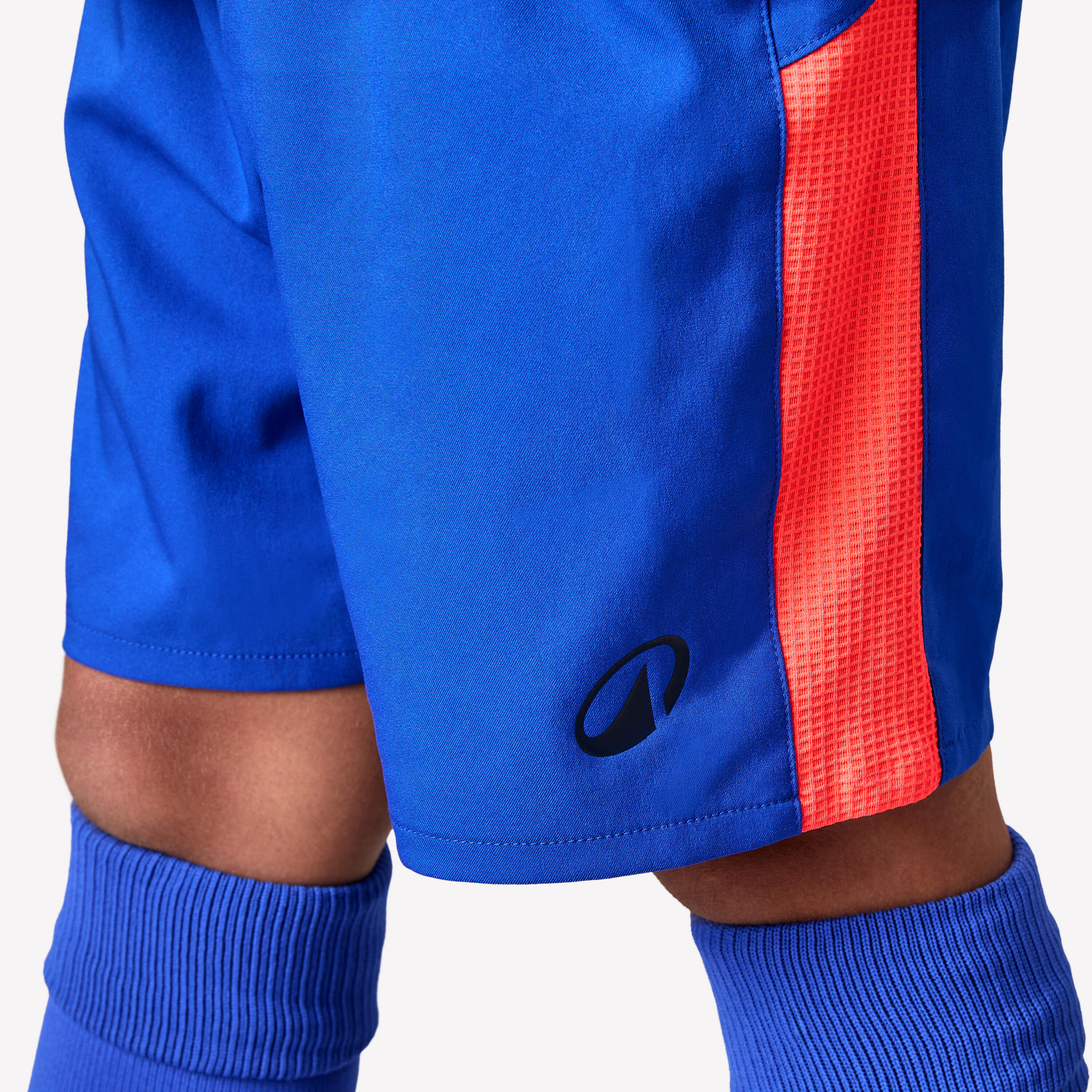 Short de futbol azul con banda roja para niño Viralto - Decathlon