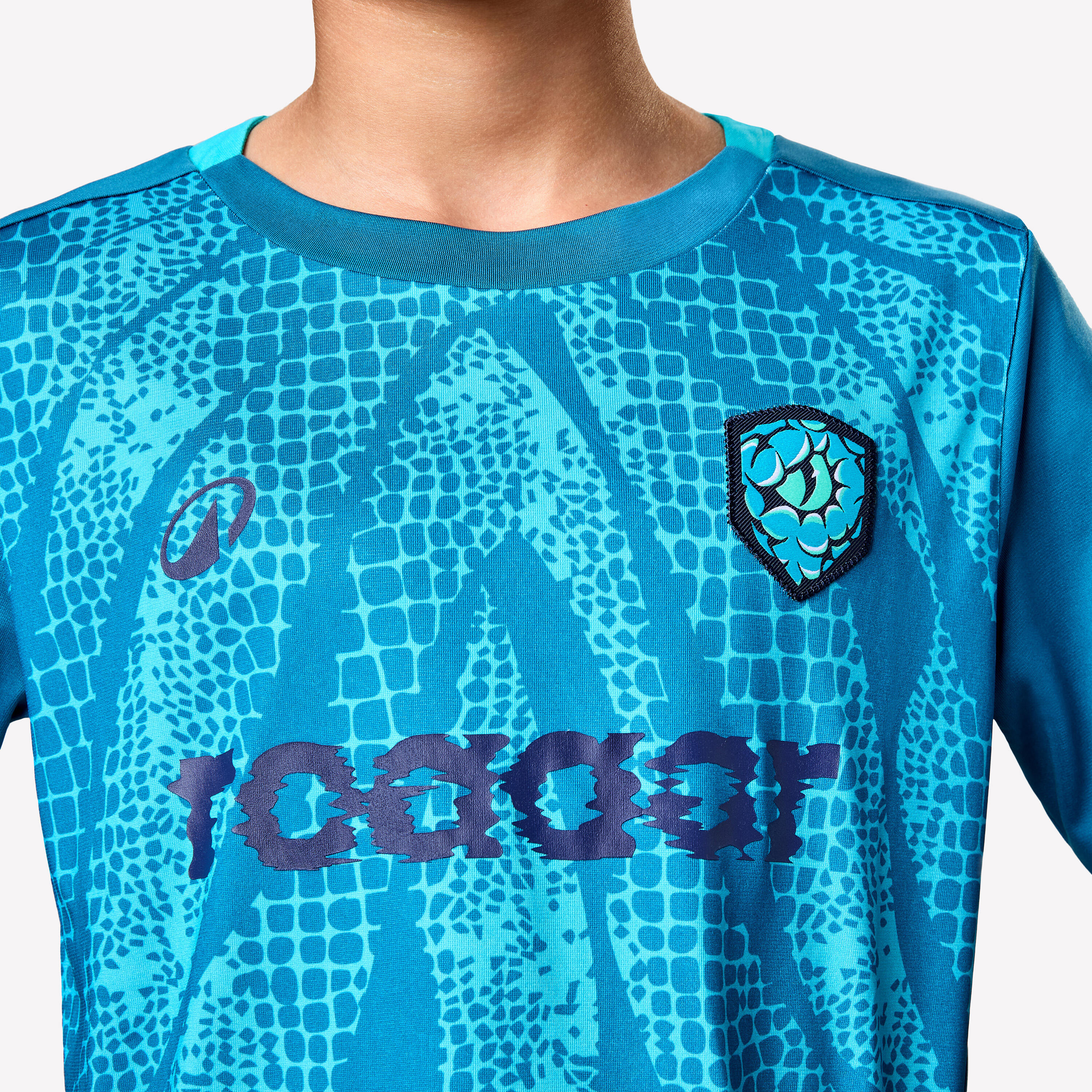 Kids' Short-Sleeved Football Shirt Viralto Roarrr Snake Stripey Green ...