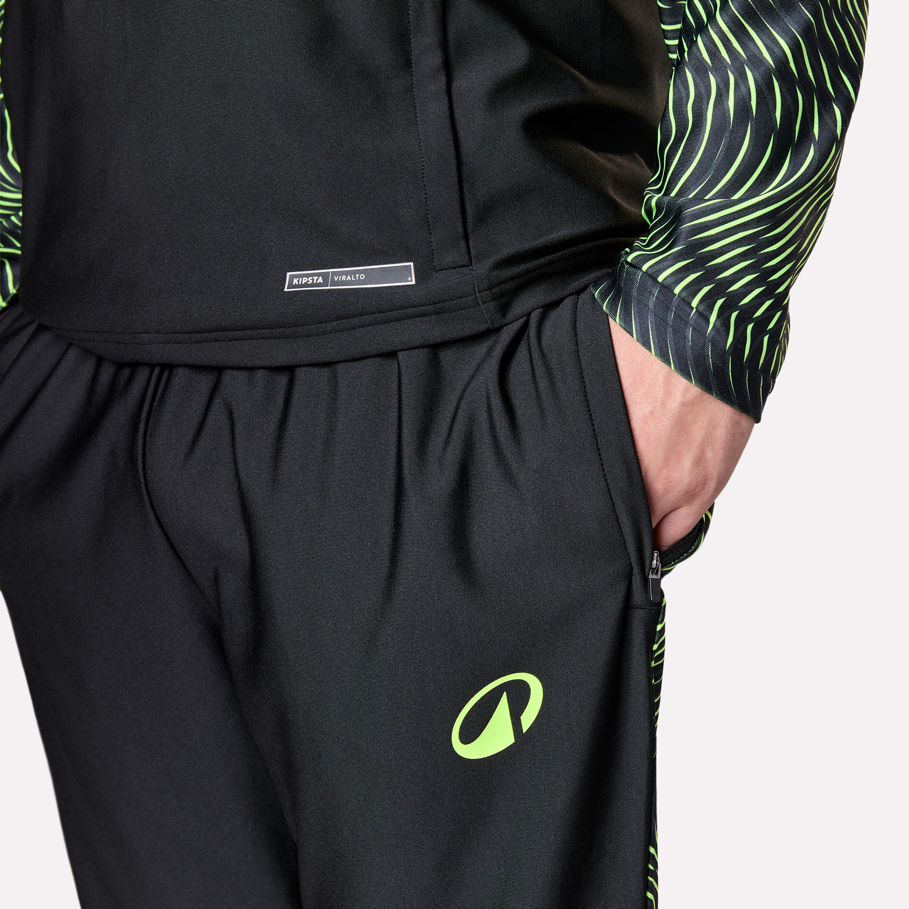 Adult Football Training Bottoms Viralto Wave - Black/Neon Yellow KIPSTA ...