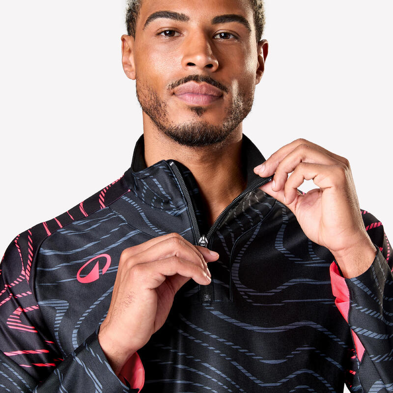 SWEAT DE FOOTBALL ADULTE 1/2 ZIP VIRALTO WAVE NOIR, ROSE FLUO, GRIS ...