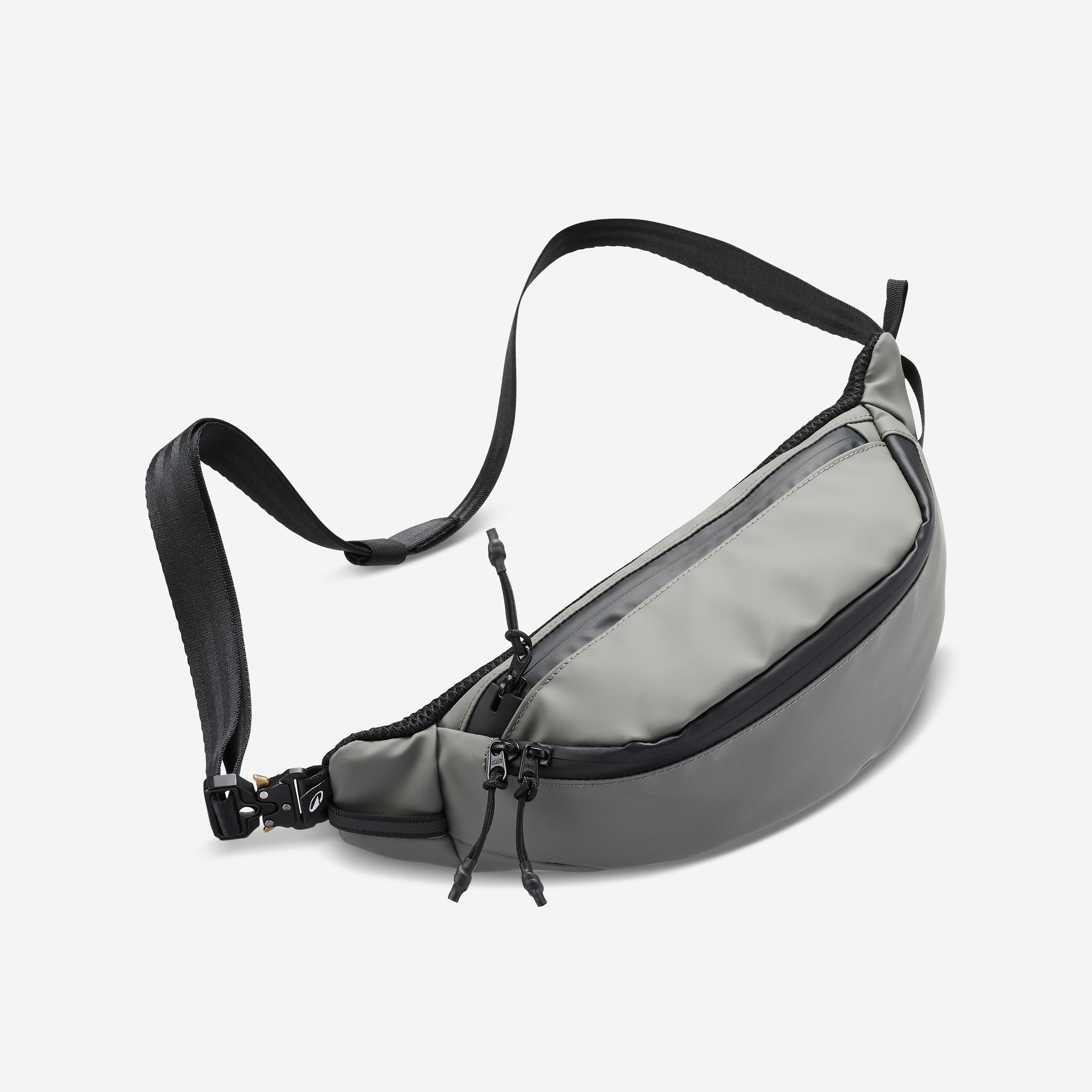 Water-Repellent Belt Bag with 2 Pockets - Khaki grey - Forclaz - Decathlon