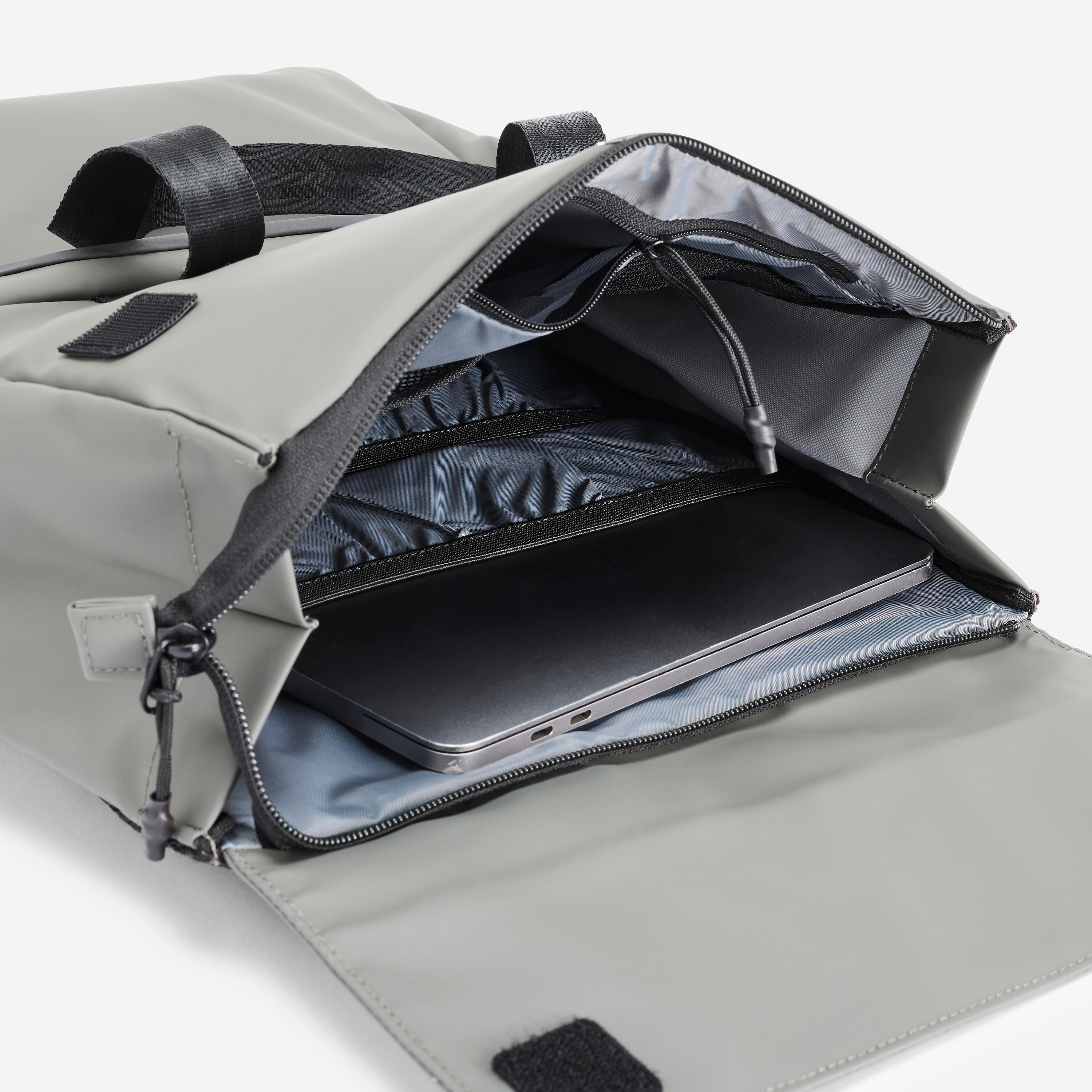 Water Repellent Backpack with Laptop Compartment 15 L - Khaki grey ...