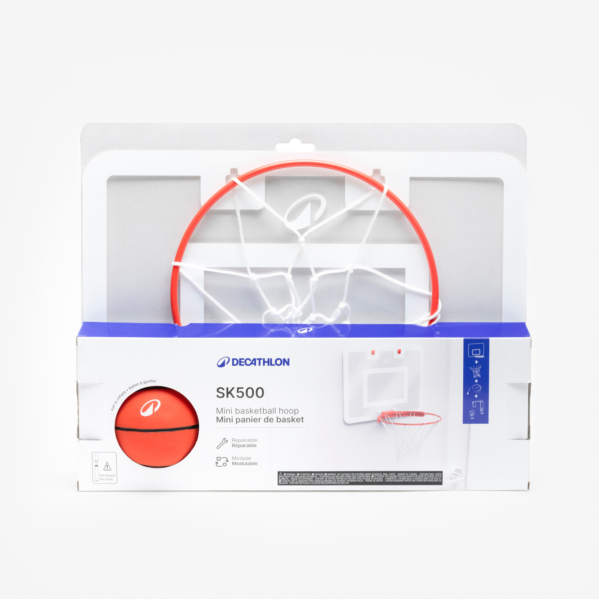 SK500 Wall-Mounted Mini Basketball Hoop with Ball. Pump Needle | Decathlon