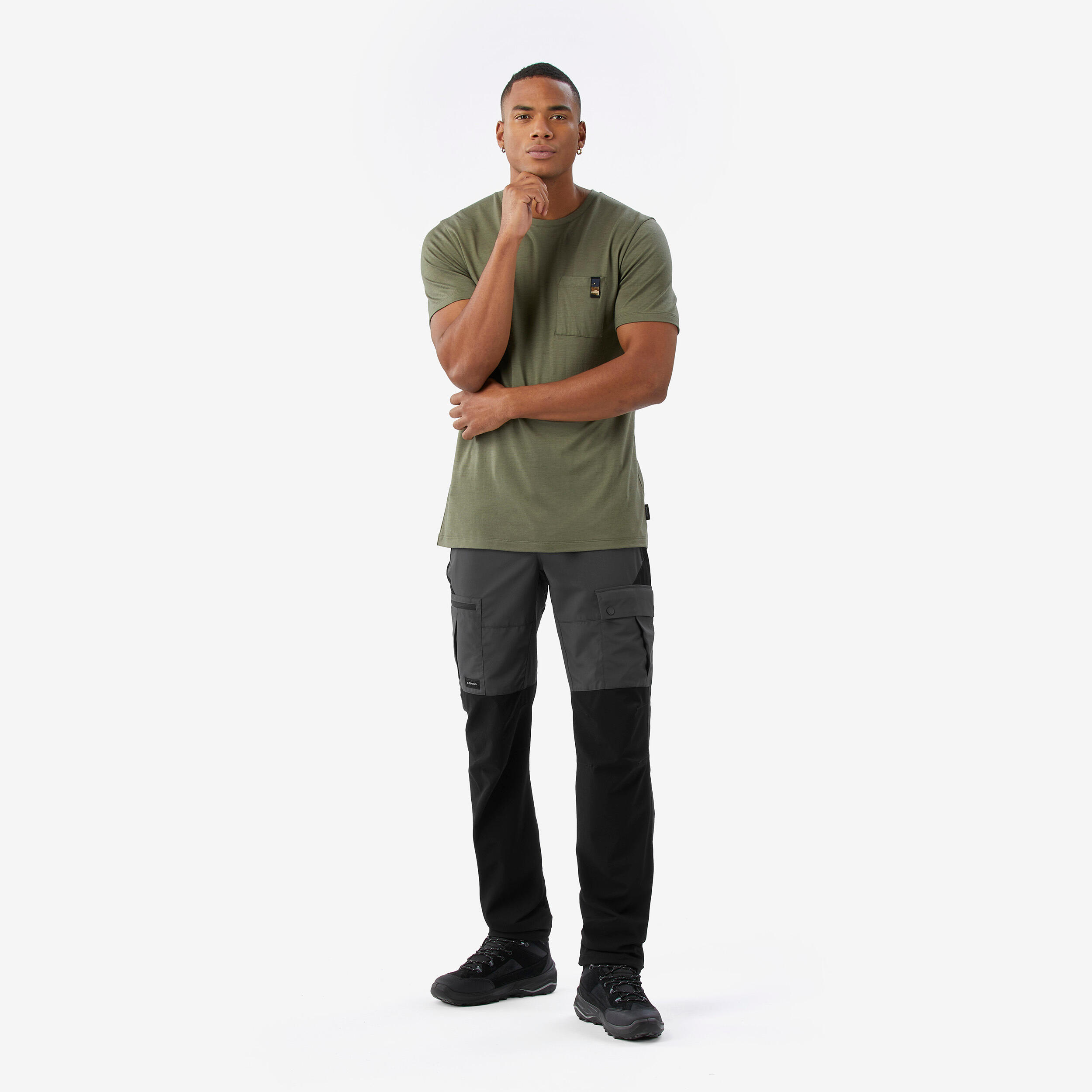 Men’s Merino Wool T-Shirt - Bronze khaki green - Forclaz - Decathlon