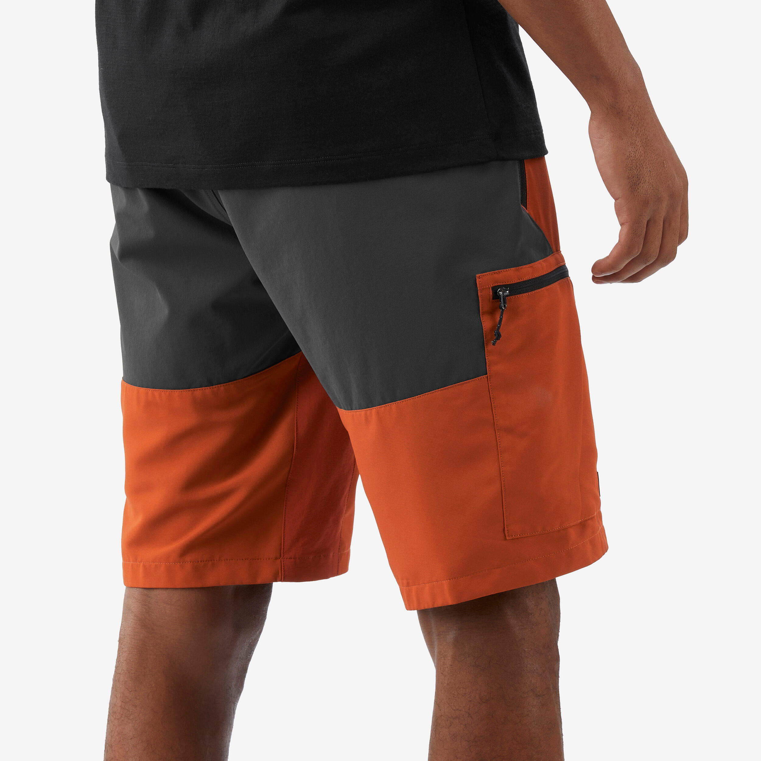 Men’s Hiking Shorts with Side Pockets - MT 500 Orange - Copper brown ...