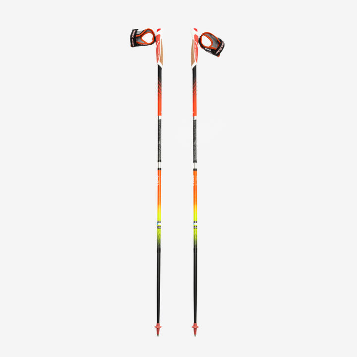 TSL Trailstokken carbon 4-delig Outdoor Trail geel rood | Decathlon