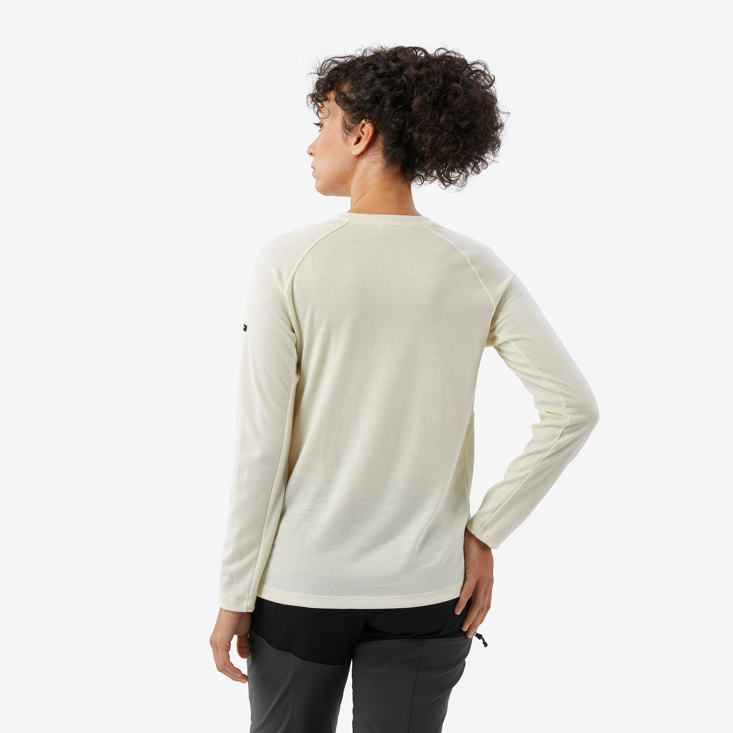 Majica dugih rukava od merino vune ženska neobojena - Decathlon