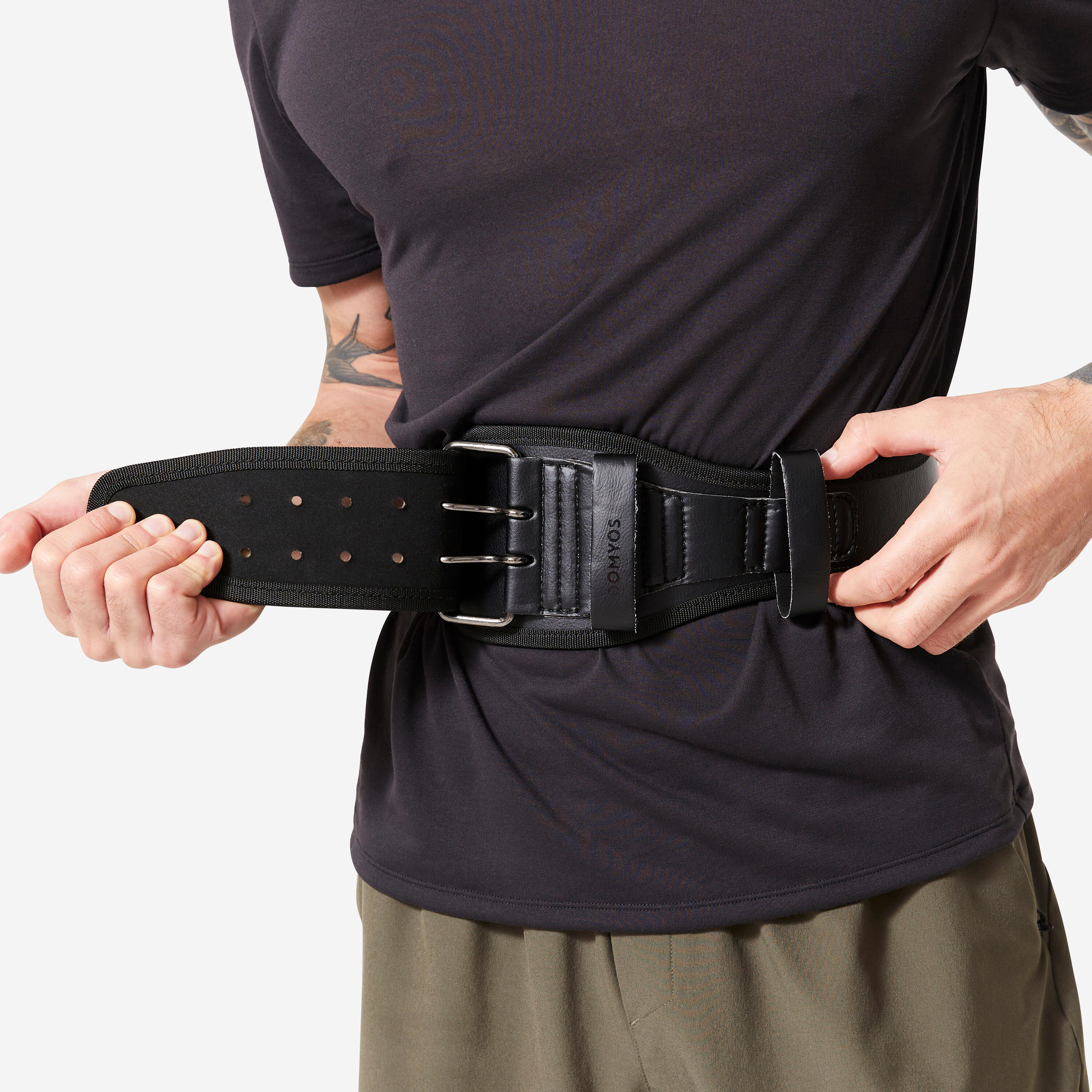 Durable Leather Weight Training Lumbar Belt - Black CORENGTH | Decathlon