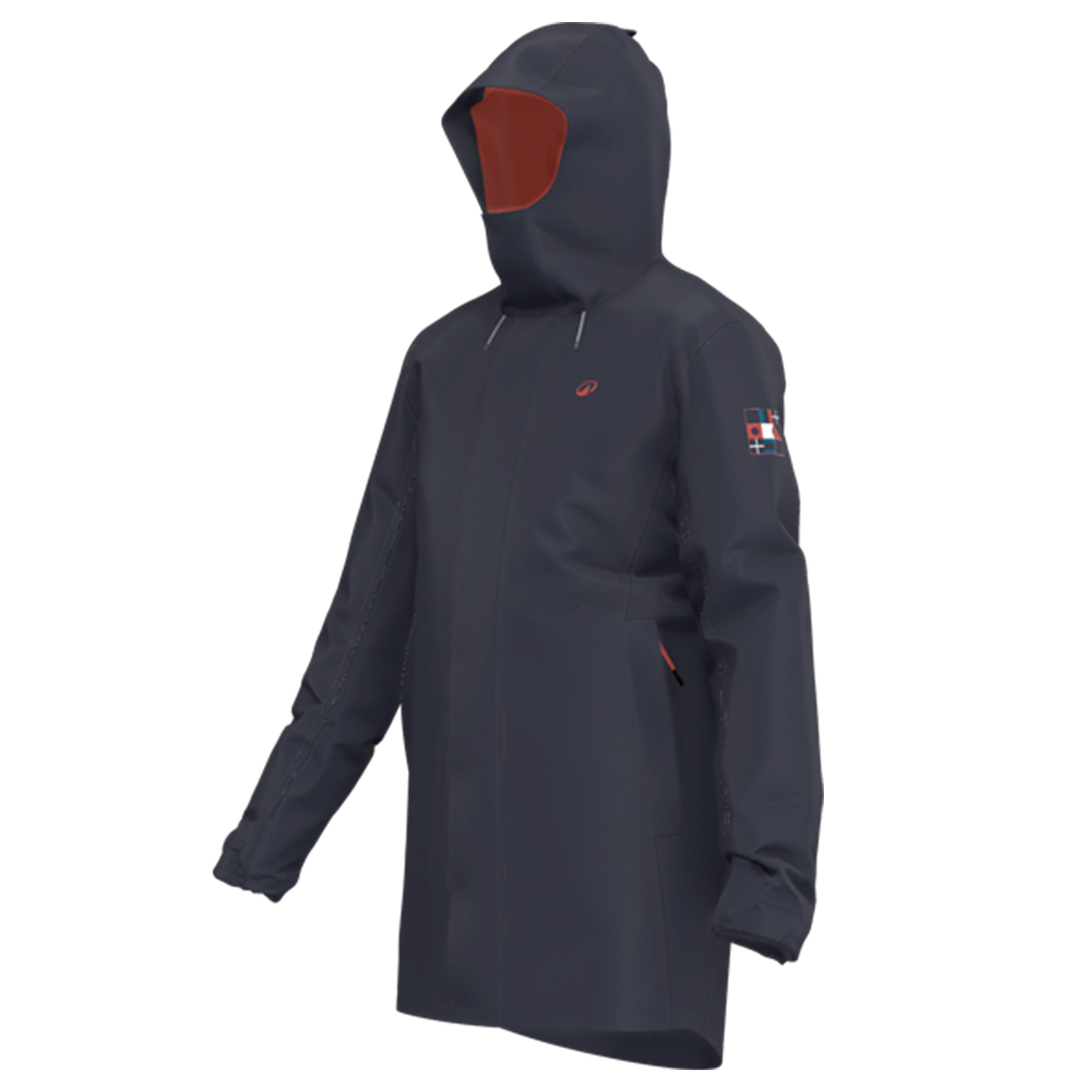 Men’s waterproof warm long sailing jacket 500 navy blue - Decathlon