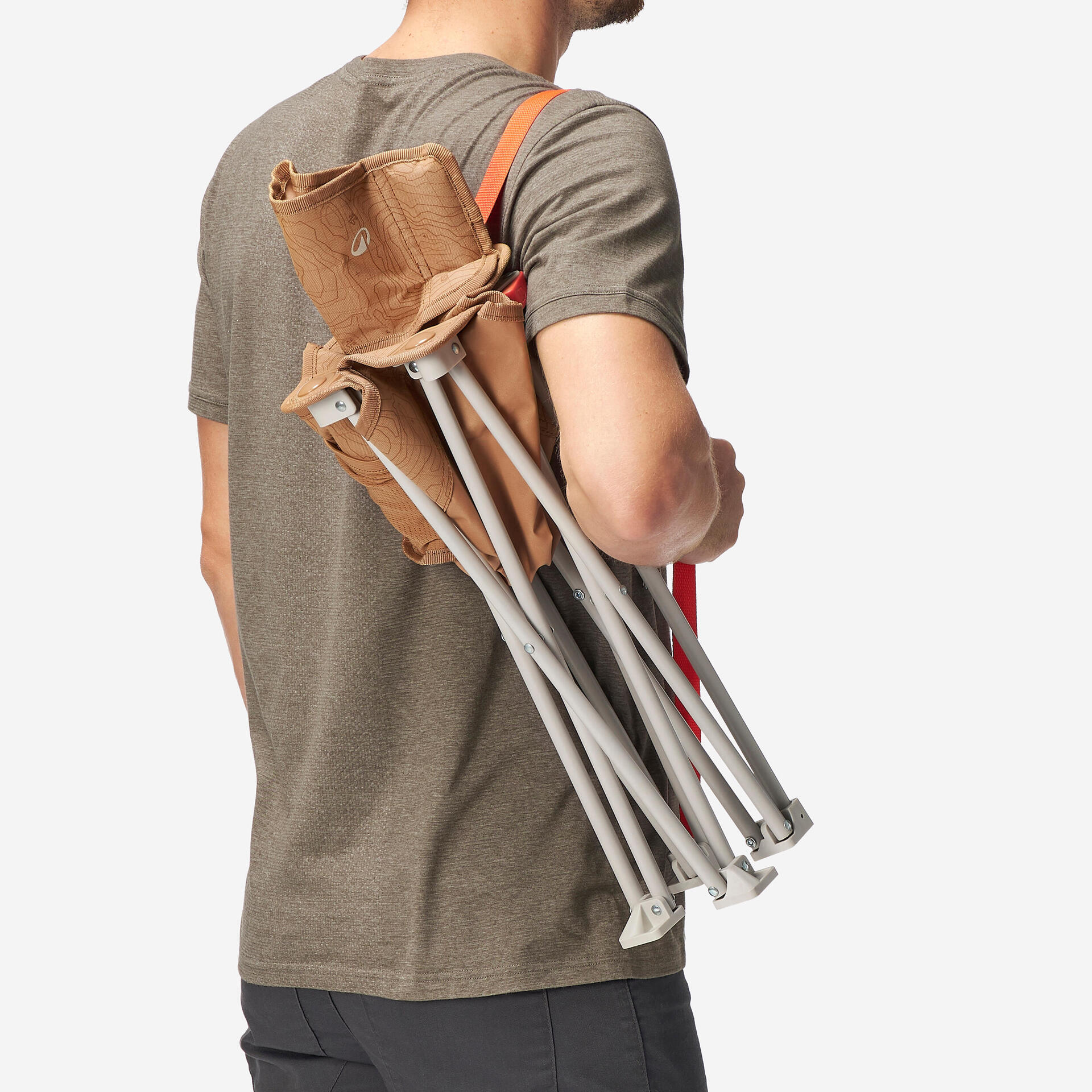 Low, compact camping chair 100 - Brown