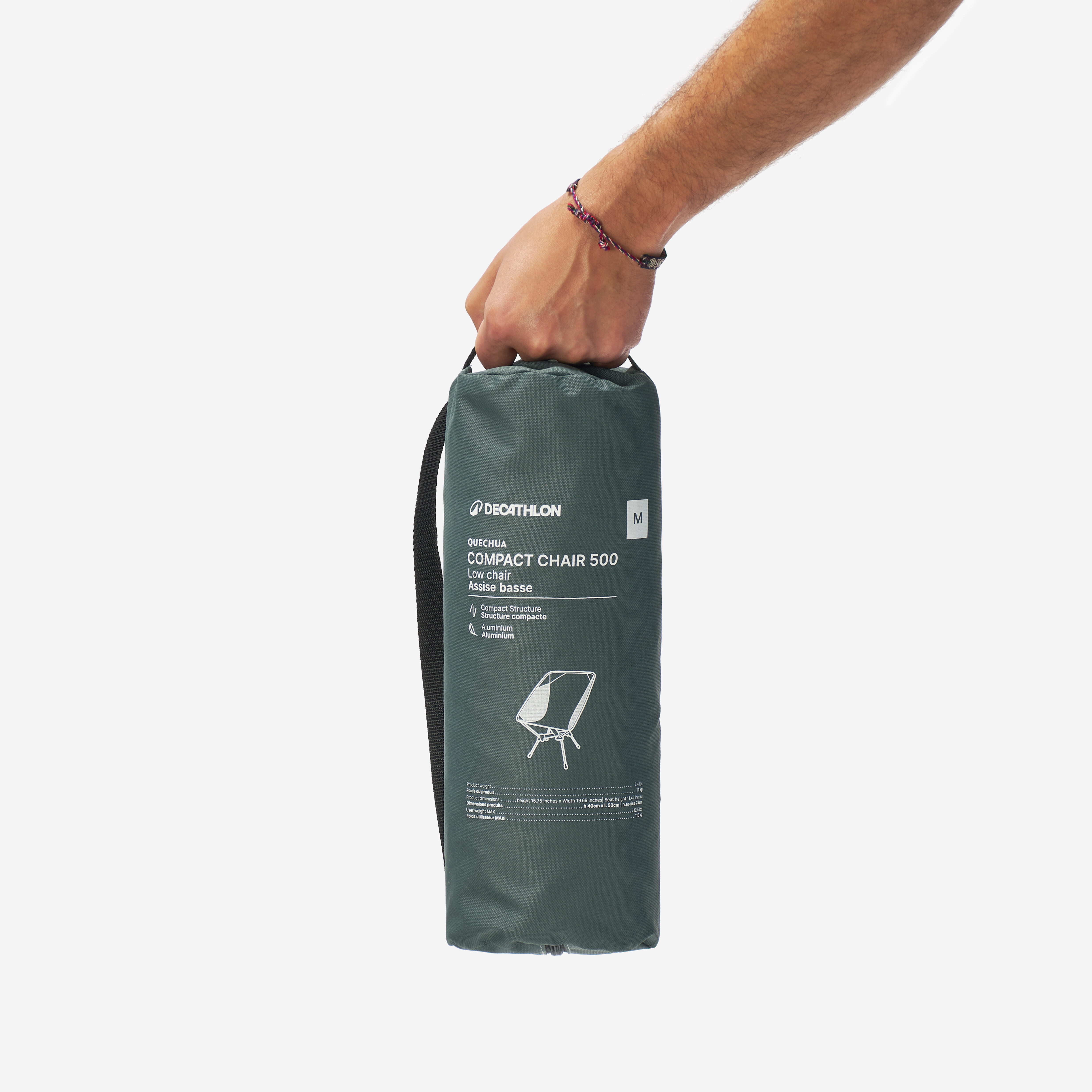 Low Folding Camping Chair, MH 500 - Alpine green - Quechua - Decathlon