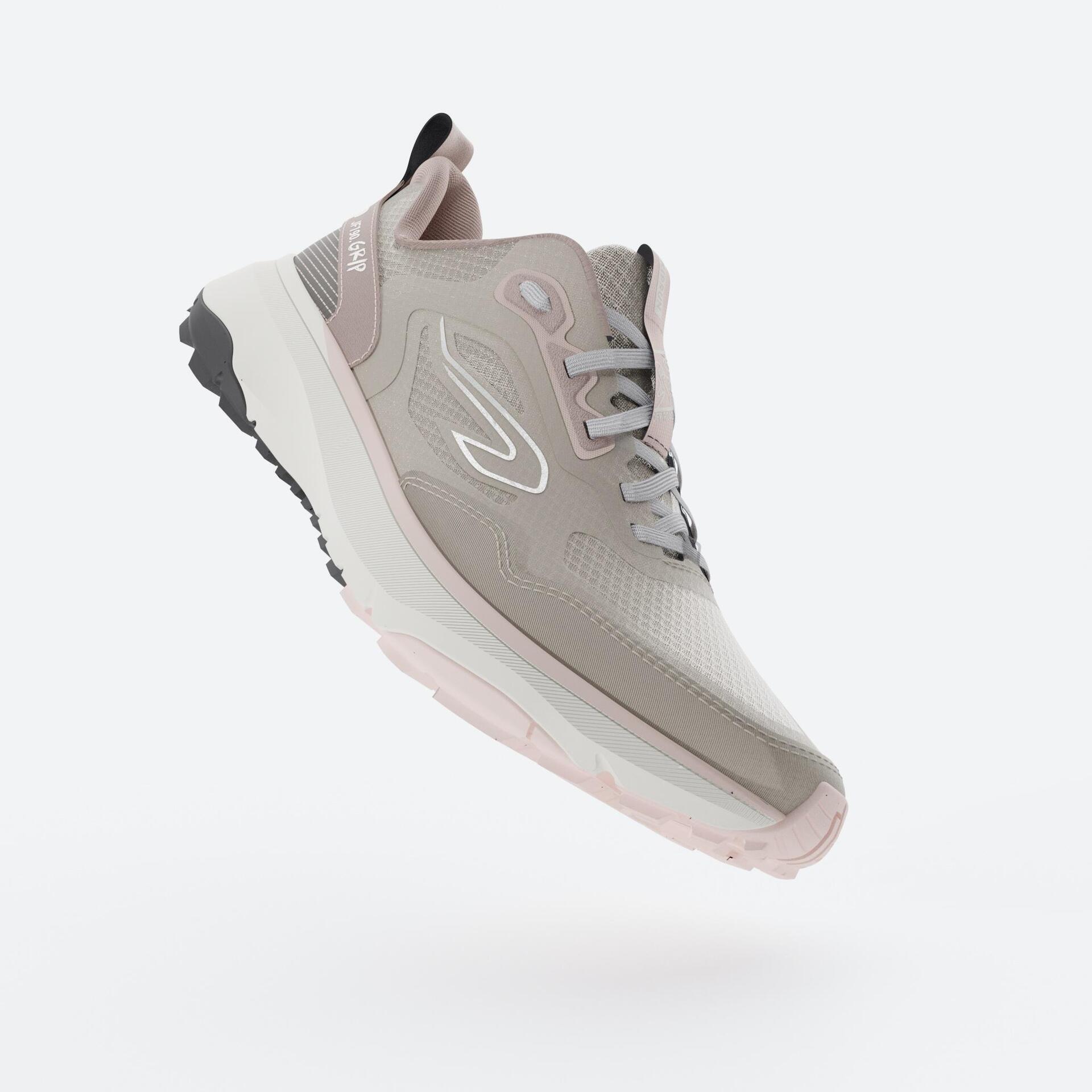 Women's running and trail running shoes, Kiprun JF190 Grip - Beige/Pink